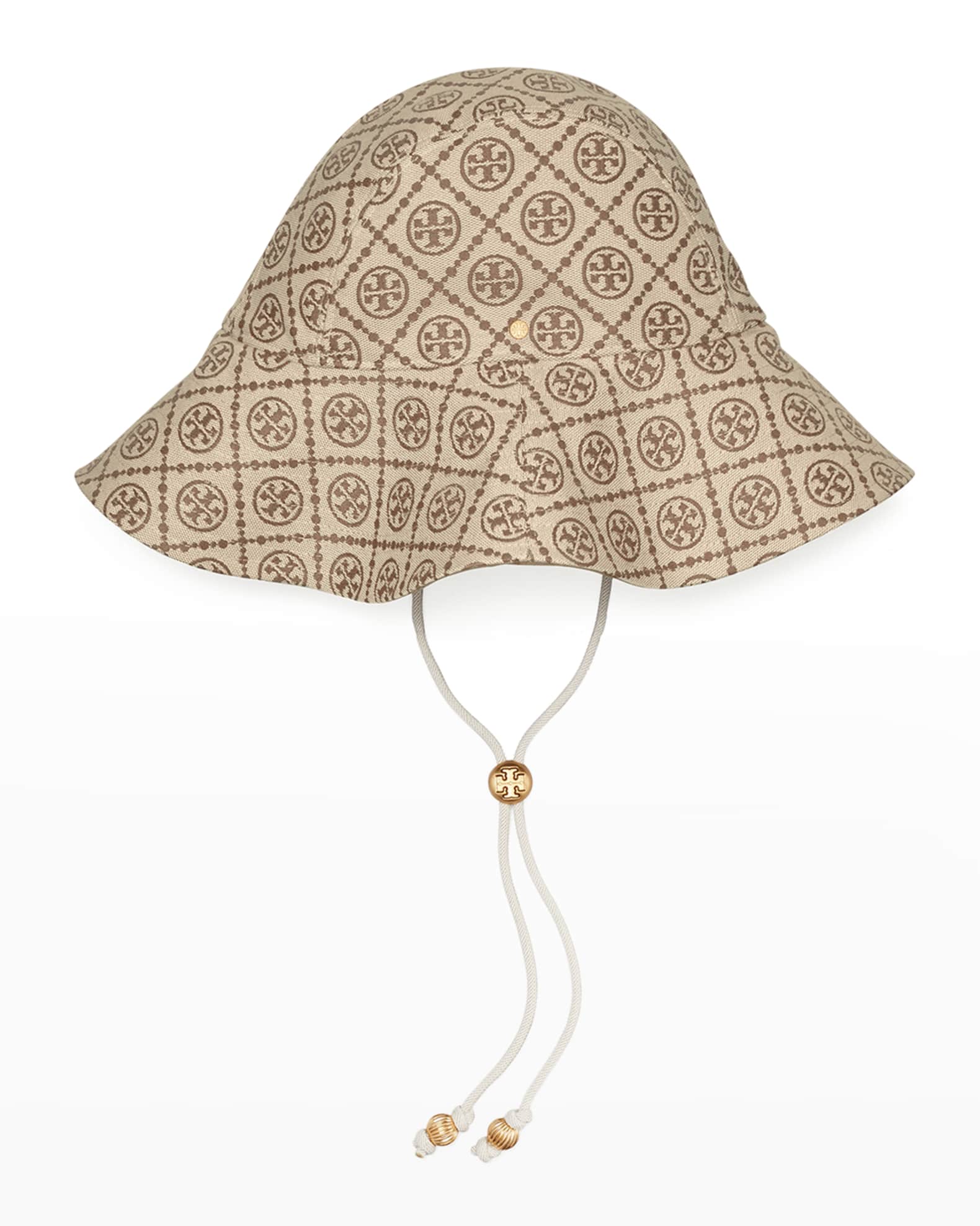 Tory Burch T-Monogram Bucket Hat w/ Straps | Neiman Marcus