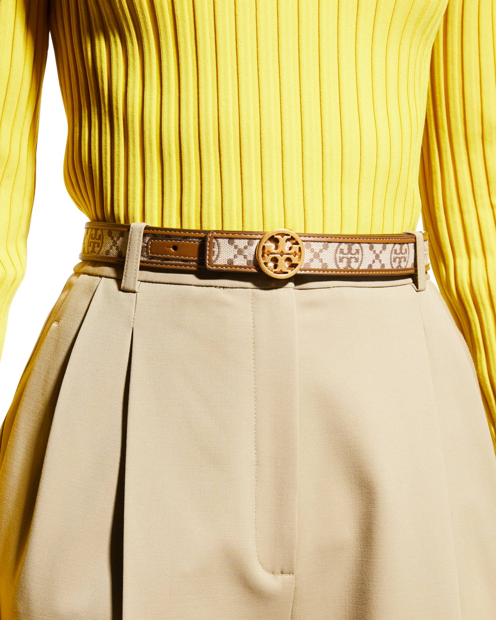Tory Burch T-Monogram Jacquard Belt | Neiman Marcus