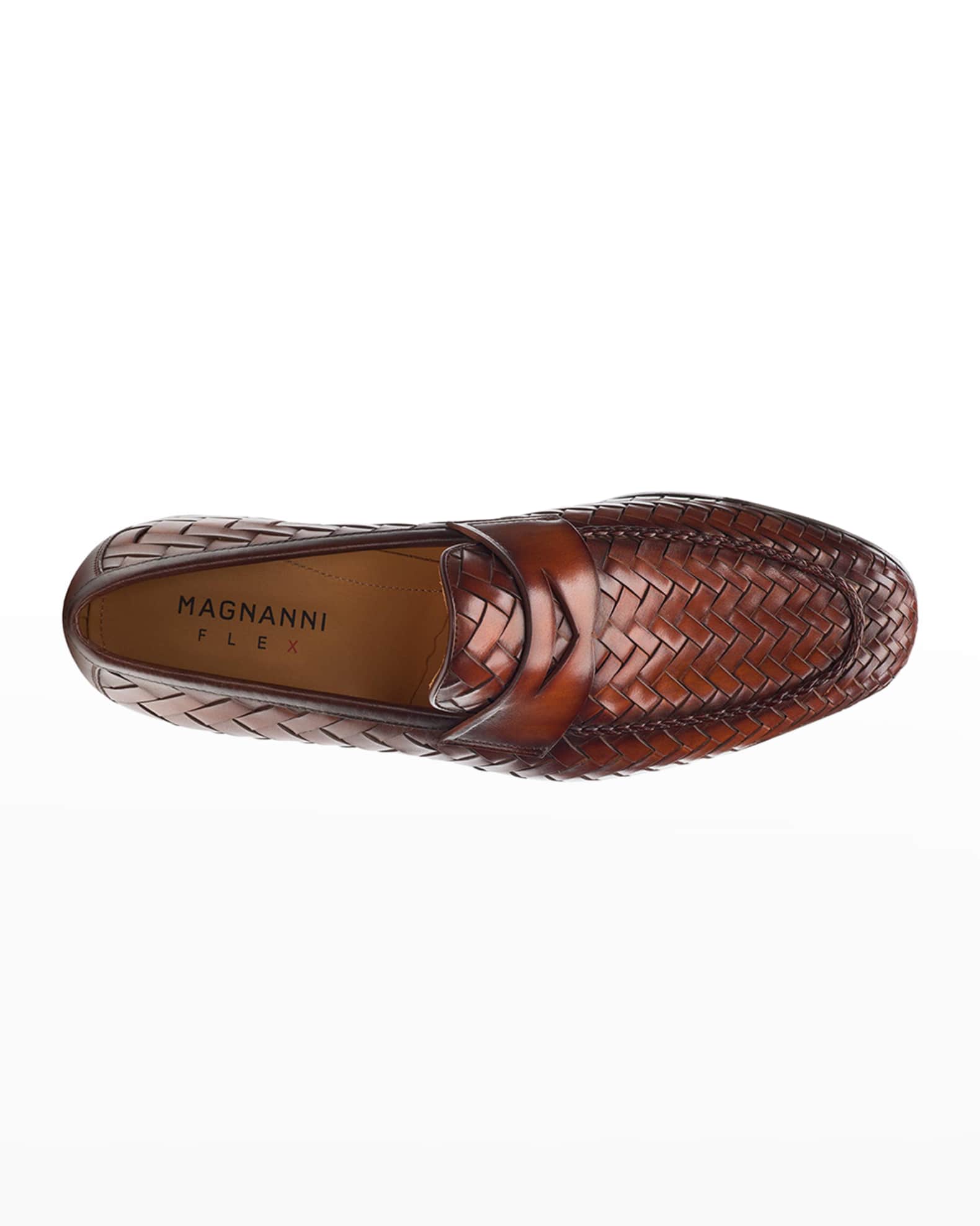 Magnanni Men's Herman Woven Leather Penny Loafers | Neiman Marcus