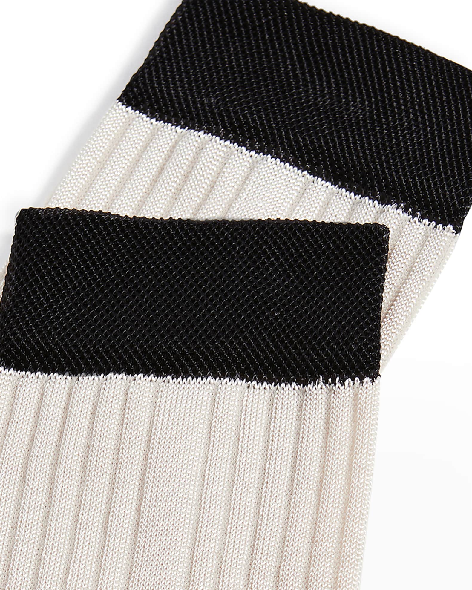 Stems Blocked Silky Rib Crew Socks | Neiman Marcus