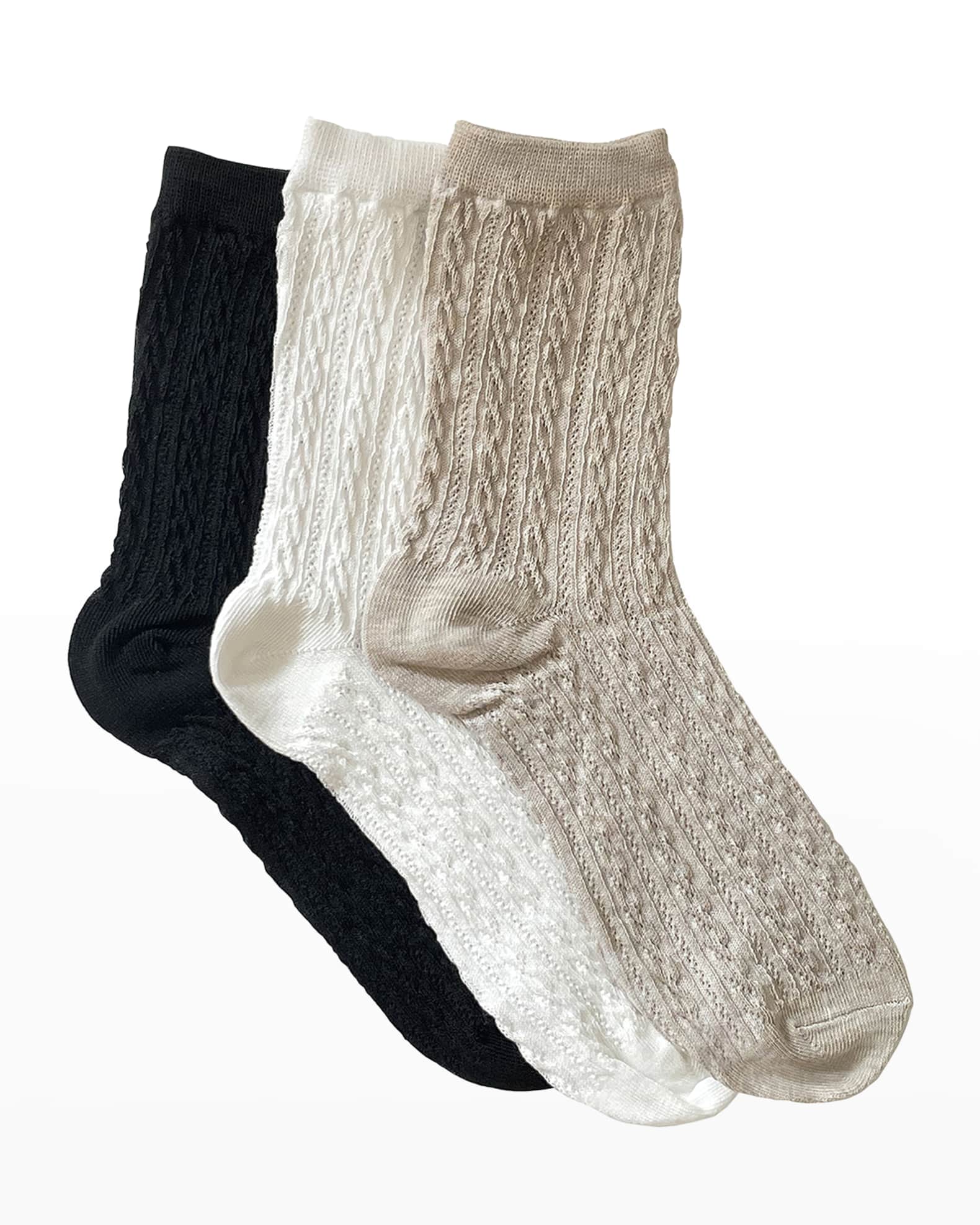 Stems Multi-Woven Texture Crew Socks 3-Pack | Neiman Marcus