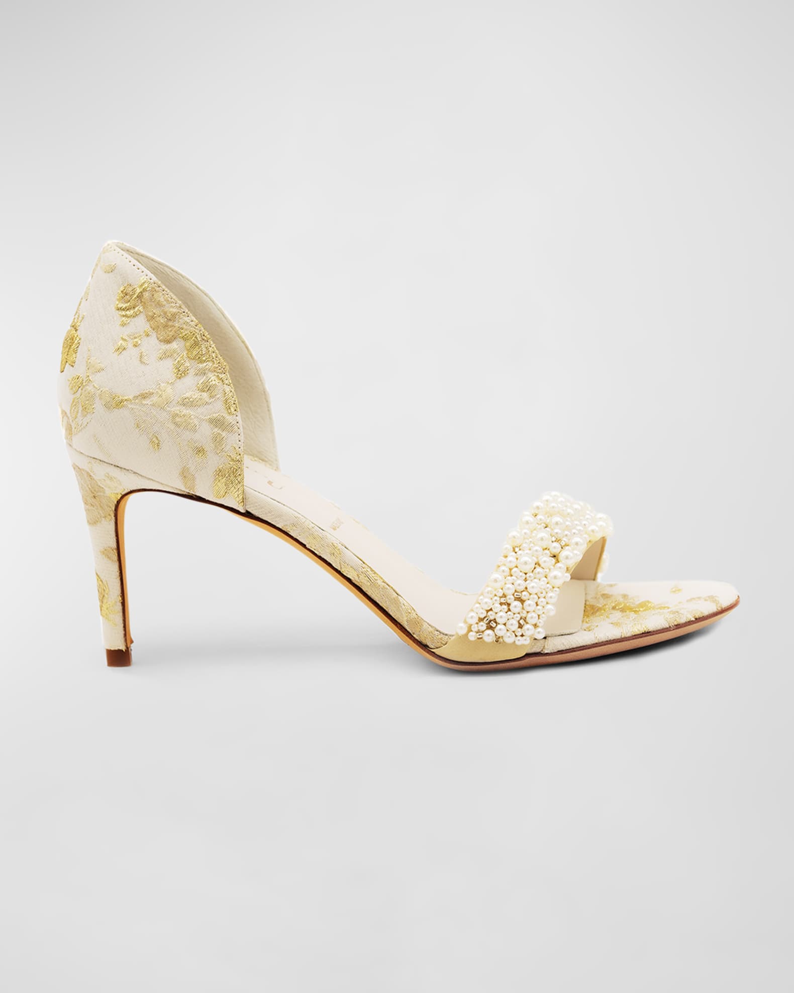 Something Bleu Cappy Floral Jacquard Pearly Sandals | Neiman Marcus