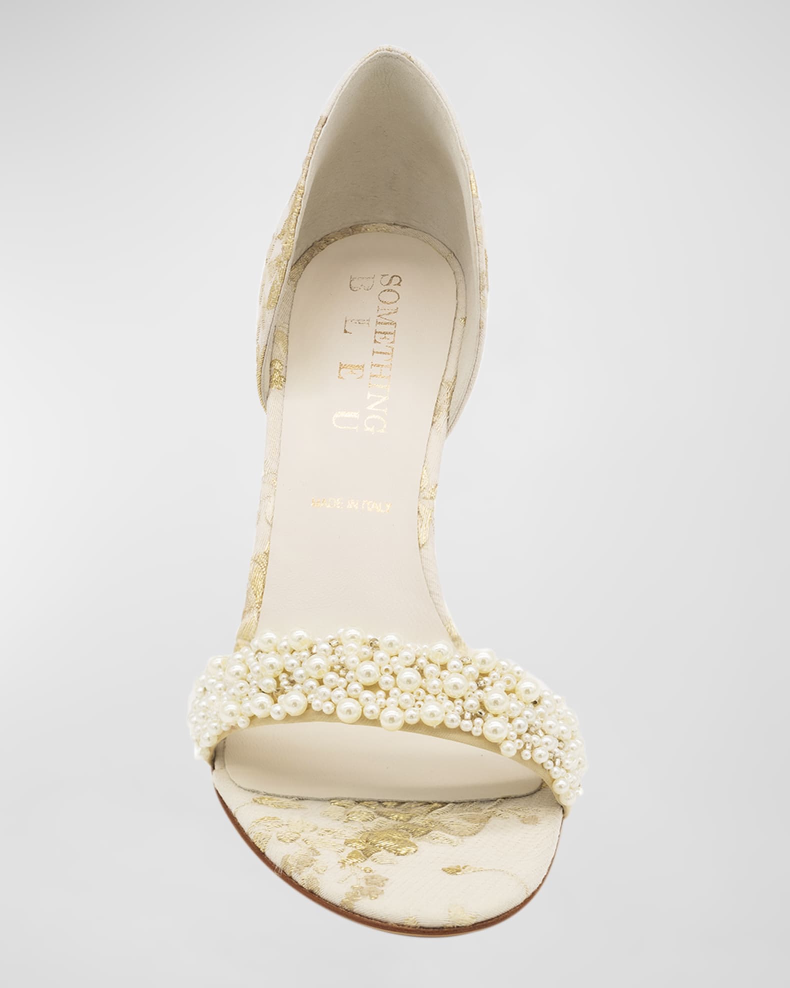 Something Bleu Cappy Floral Jacquard Pearly Sandals | Neiman Marcus