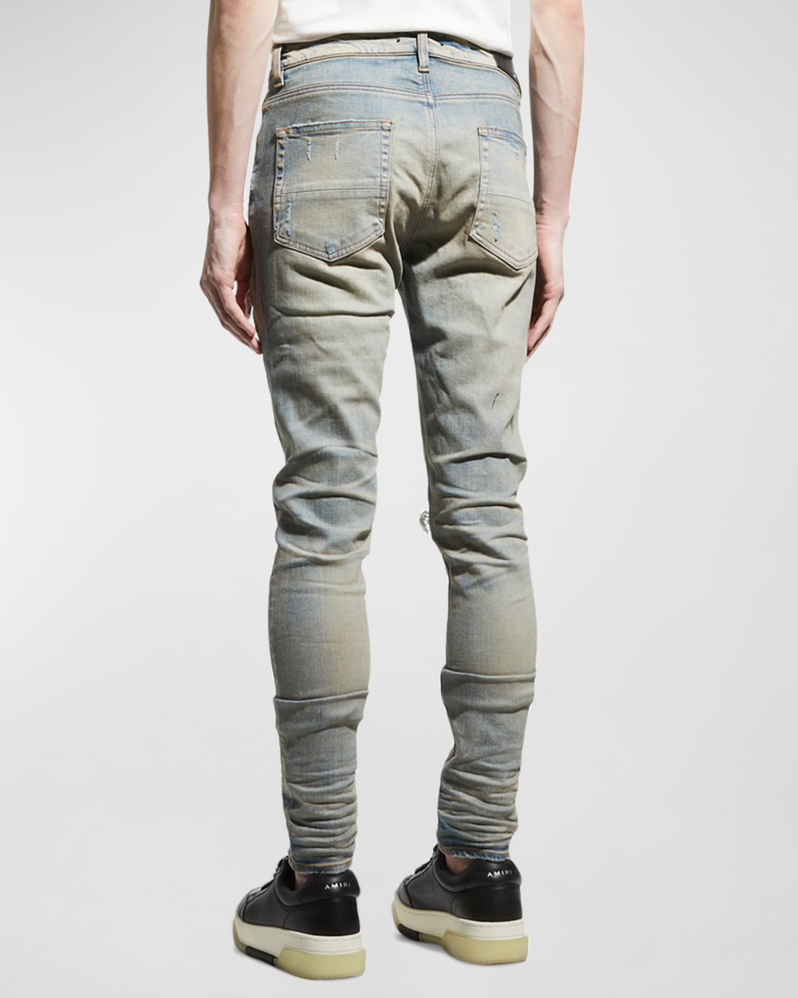 Amiri Men's MX1 Ultra Suede-Patch Skinny Jeans | Neiman Marcus