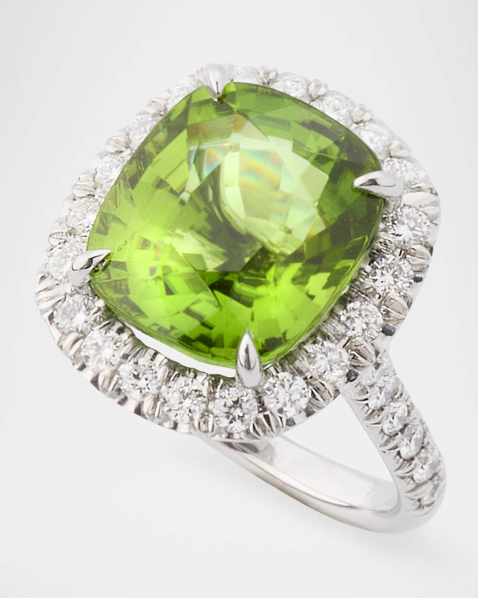 Robert Erich Platinum Handmade Peridot and Diamond Statement Ring ...