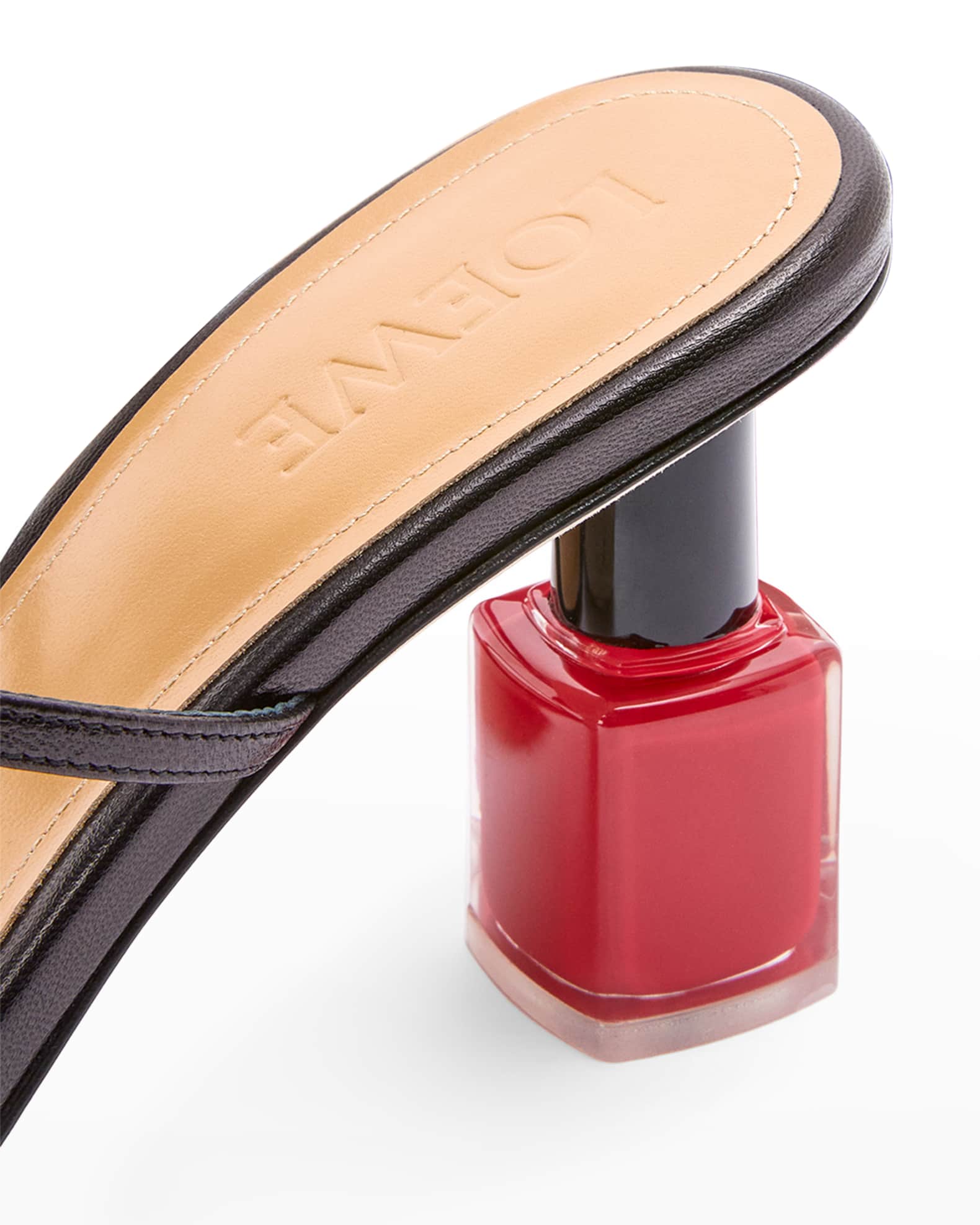 Loewe Nail Polish Two-Band Slide Sandals | Neiman Marcus