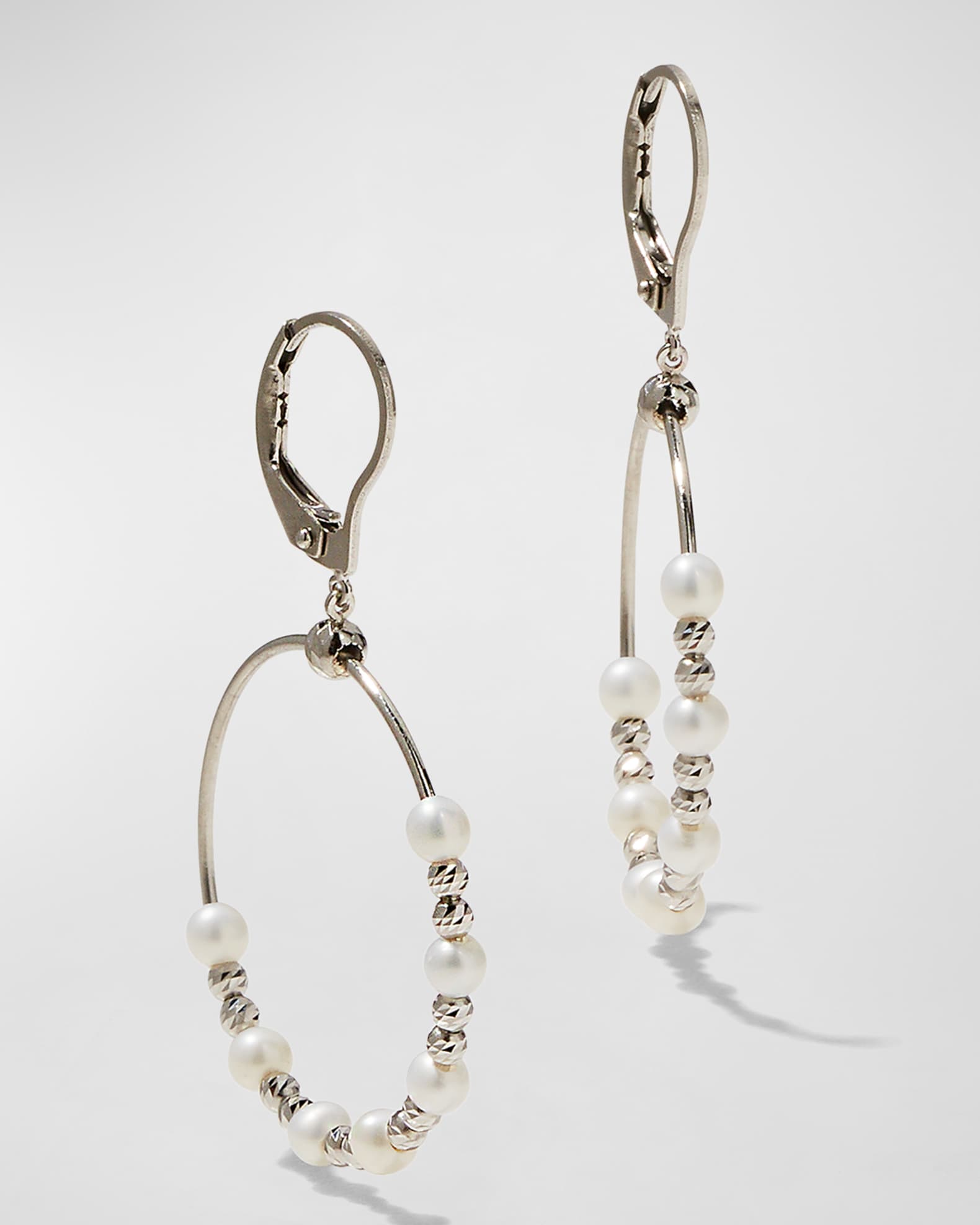 Platinum Born Platinum Pearl Hoop Earrings | Neiman Marcus
