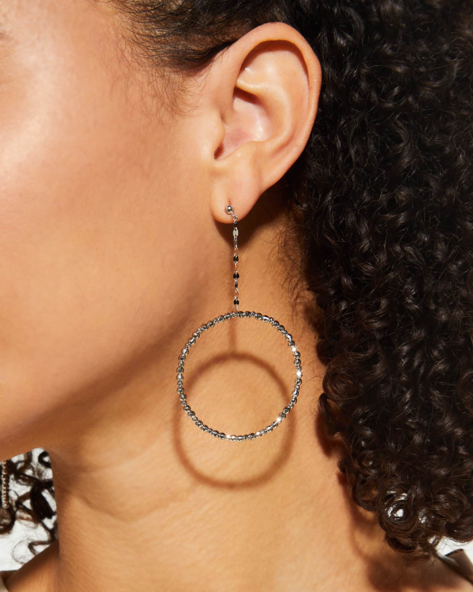Platinum Born Platinum Drop Hoop Earrings | Neiman Marcus