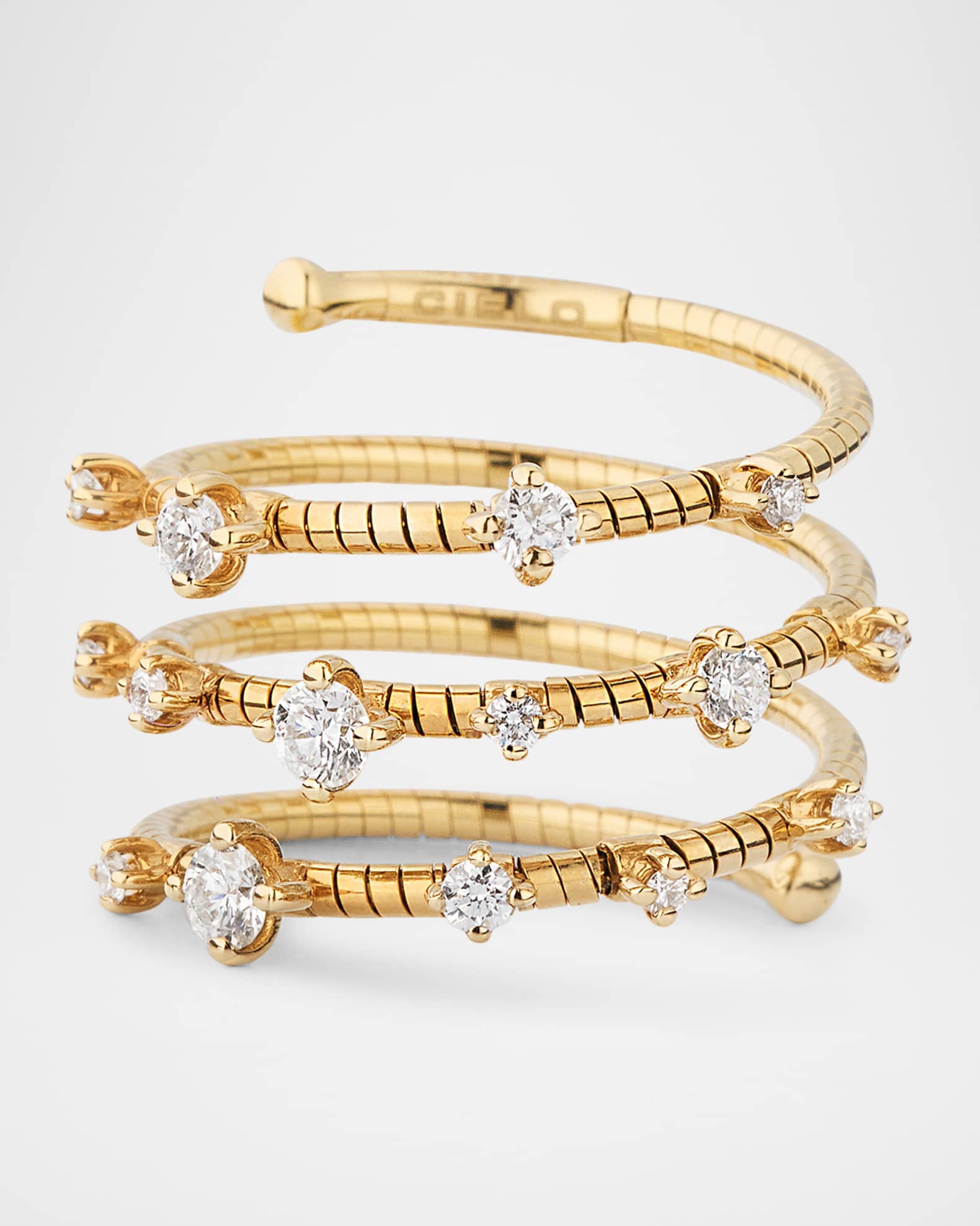Mattia Cielo 18k Yellow Gold Spiral Diamond Ring | Neiman Marcus