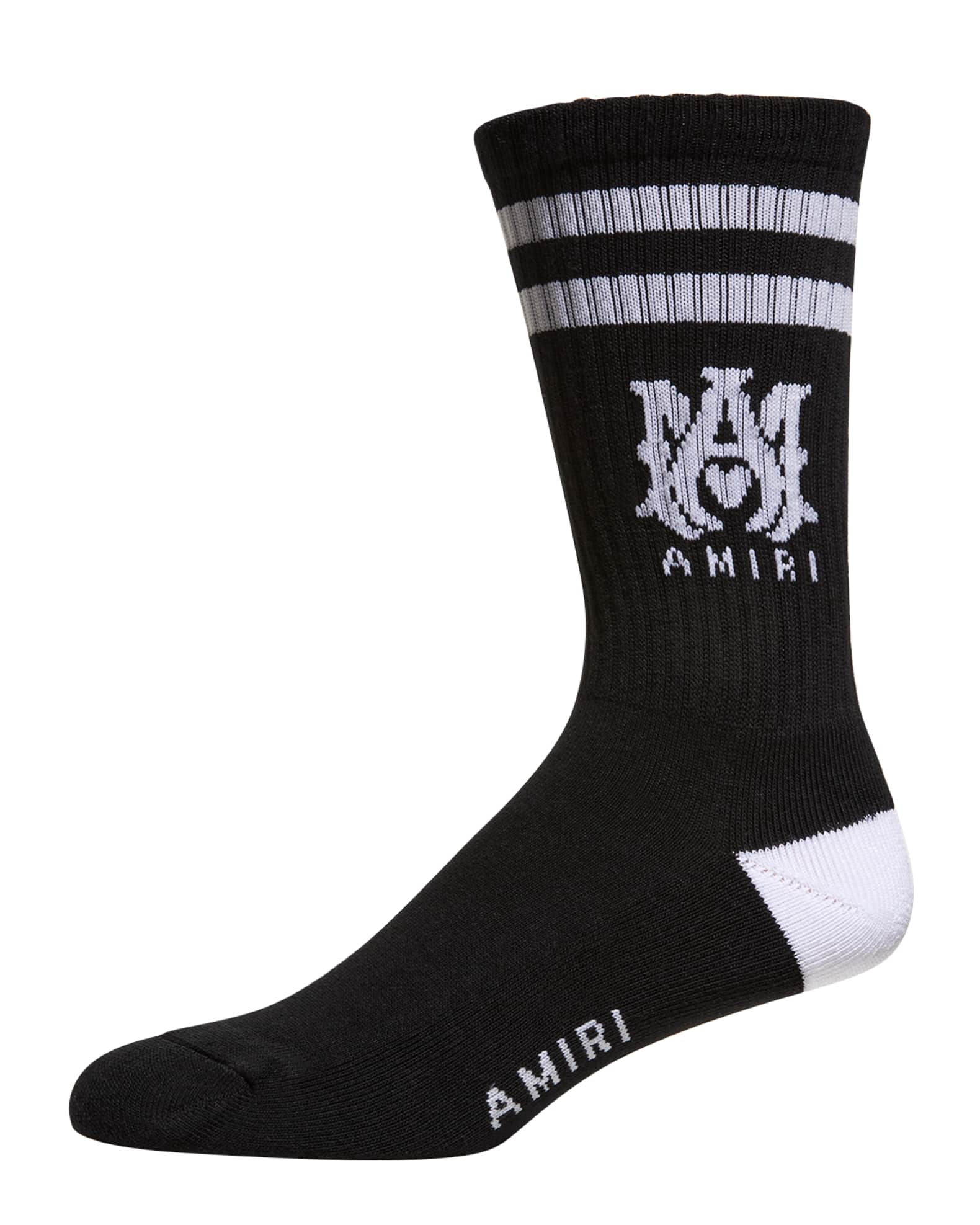 Amiri Men's Ribbed MA-Logo Crew Socks | Neiman Marcus