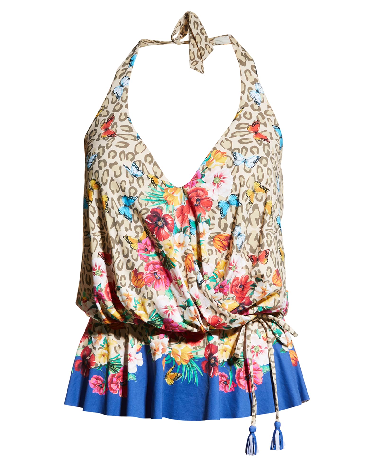 Johnny Was Bella Drawstring Halter Tankini Top | Neiman Marcus