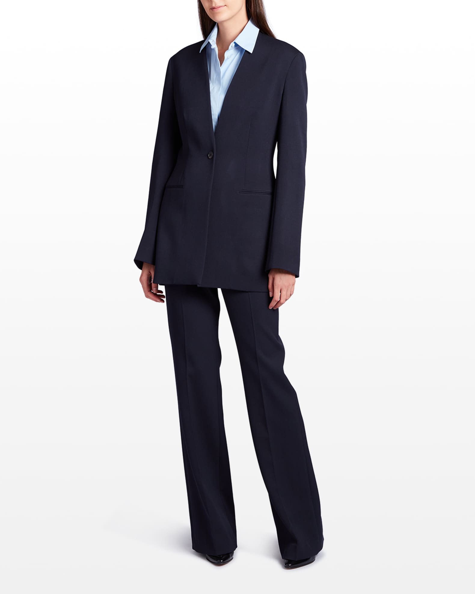 THE ROW Roleen One-Button Tailored Wool Jacket | Neiman Marcus
