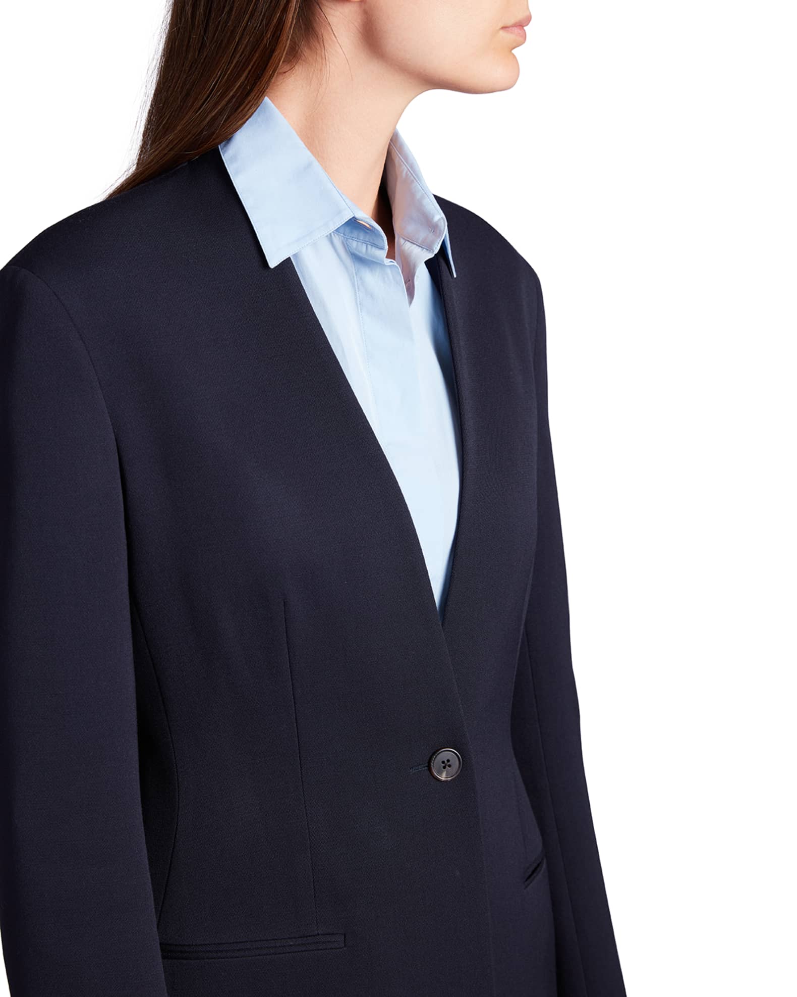 THE ROW Roleen One-Button Tailored Wool Jacket | Neiman Marcus