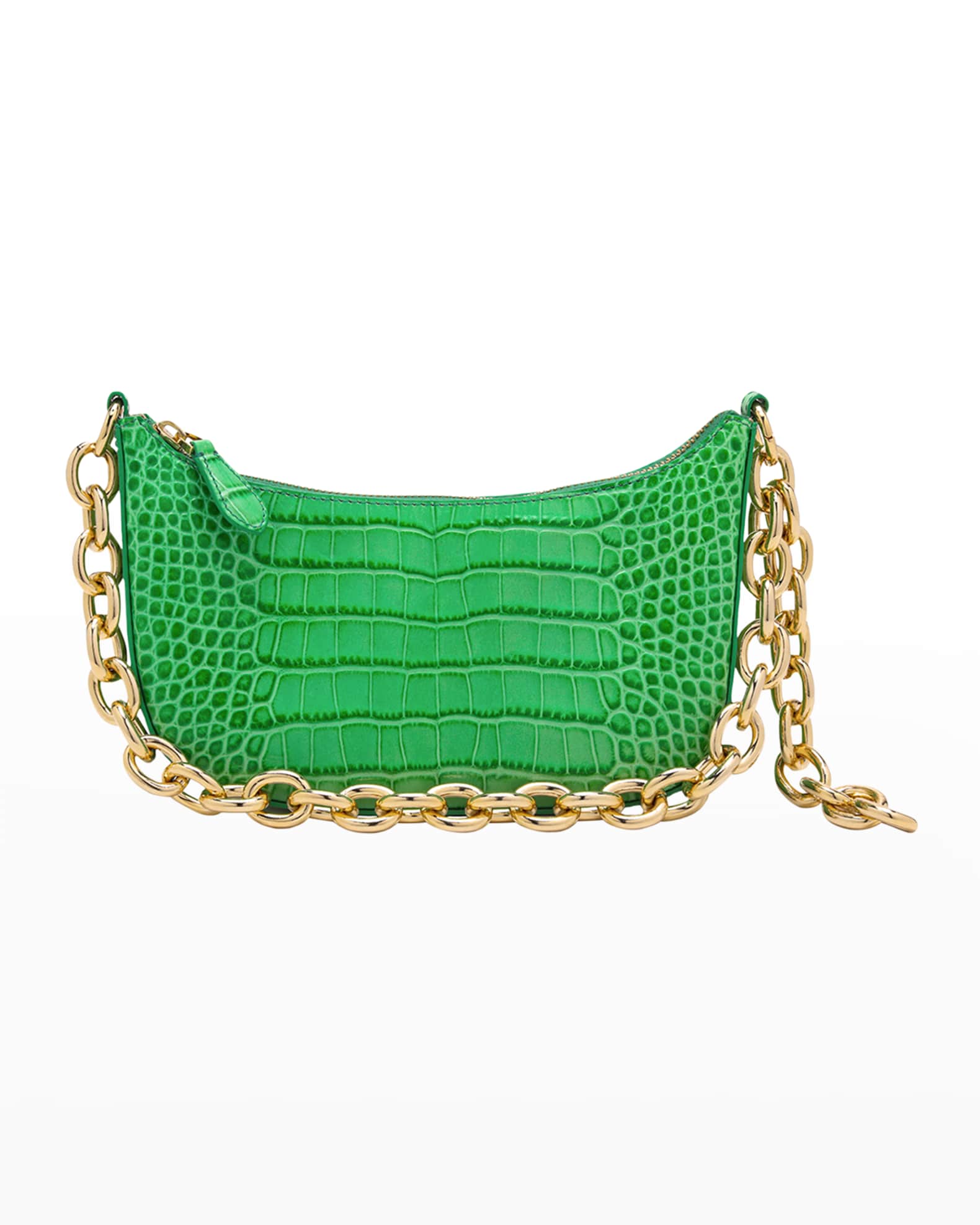 L'Afshar Gabi Croc-Embossed Chain Shoulder Bag | Neiman Marcus