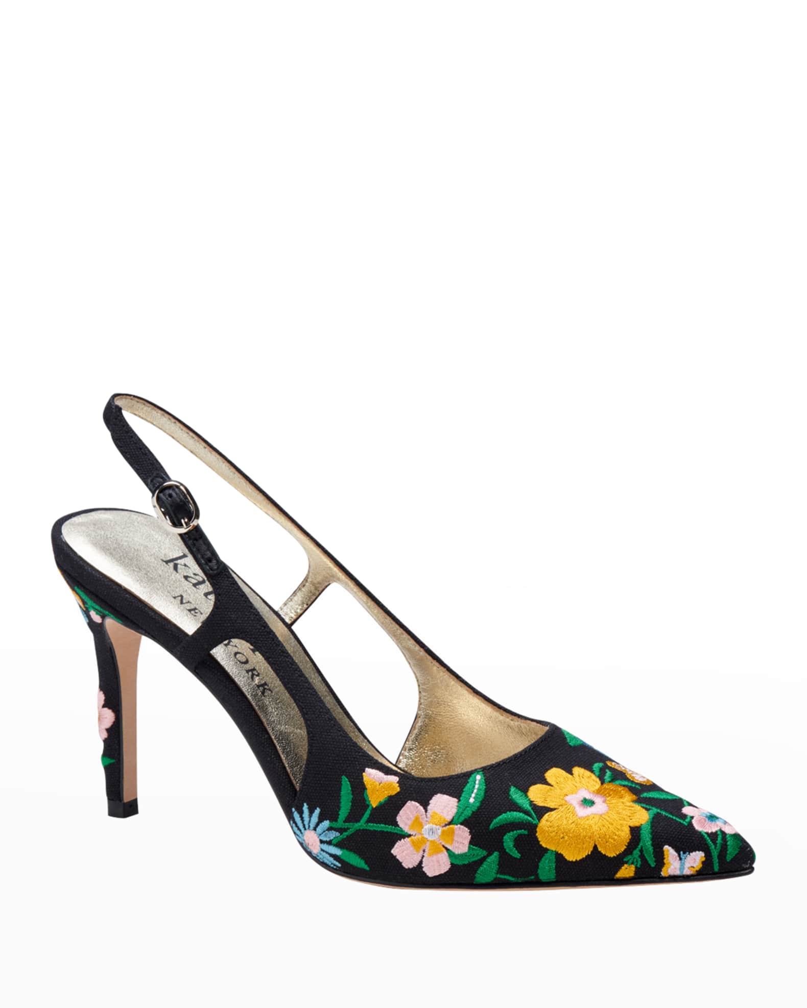 kate spade new york valerie floral embroidered slingback pumps | Neiman ...