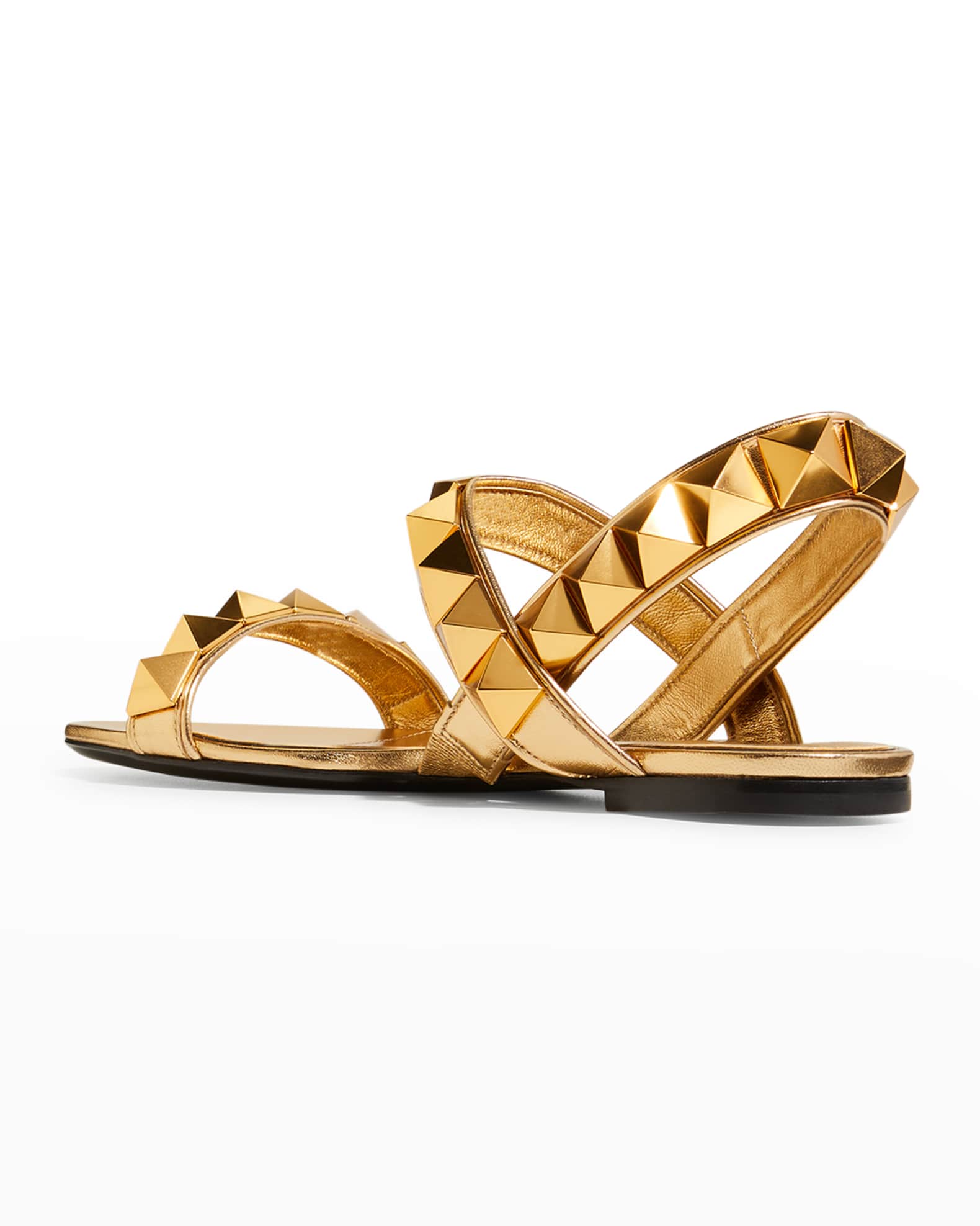Valentino Garavani Roman Stud Flat Slingback Sandals | Neiman Marcus