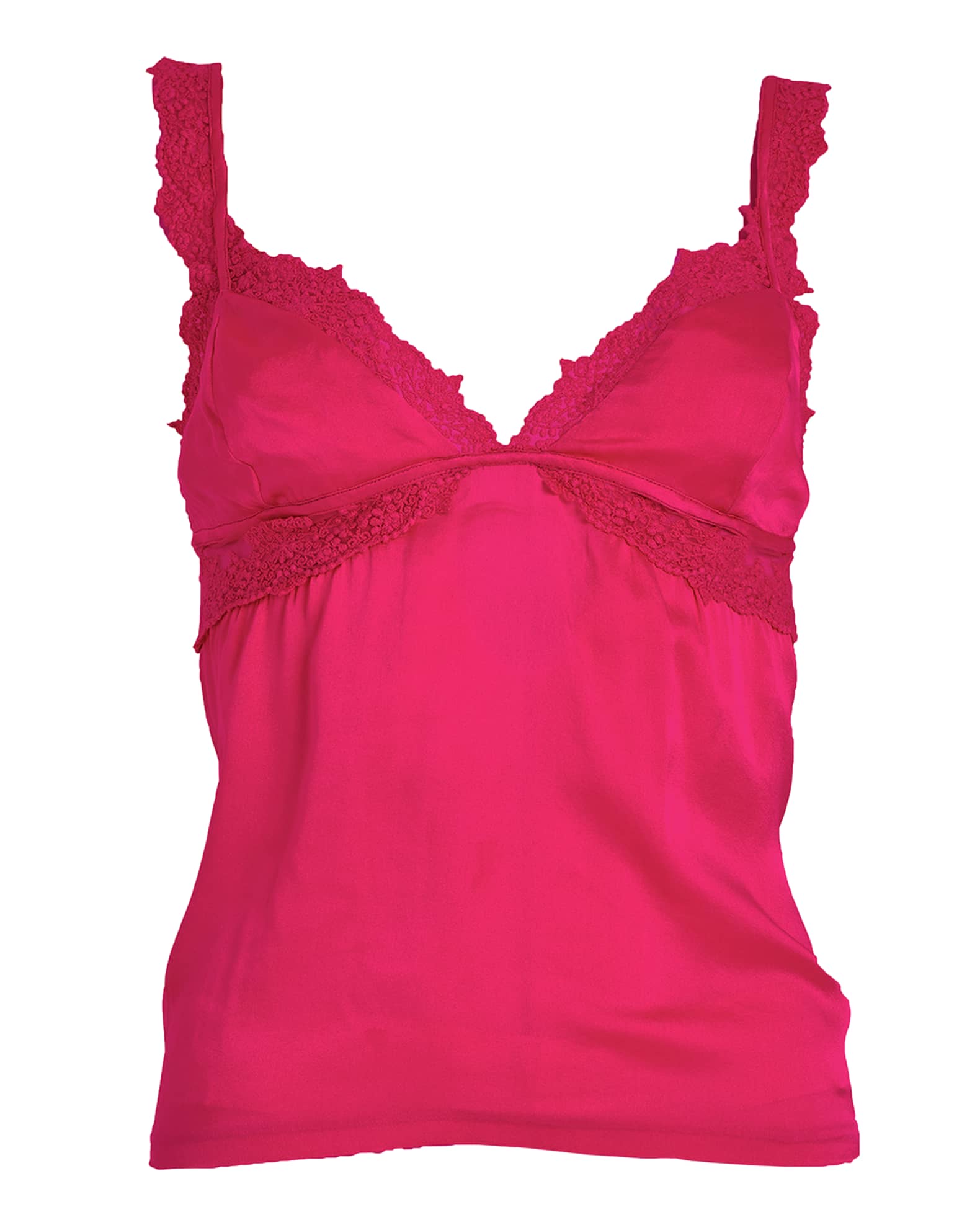 Secret Mission Rebel Lace-Trim Silk Cami | Neiman Marcus