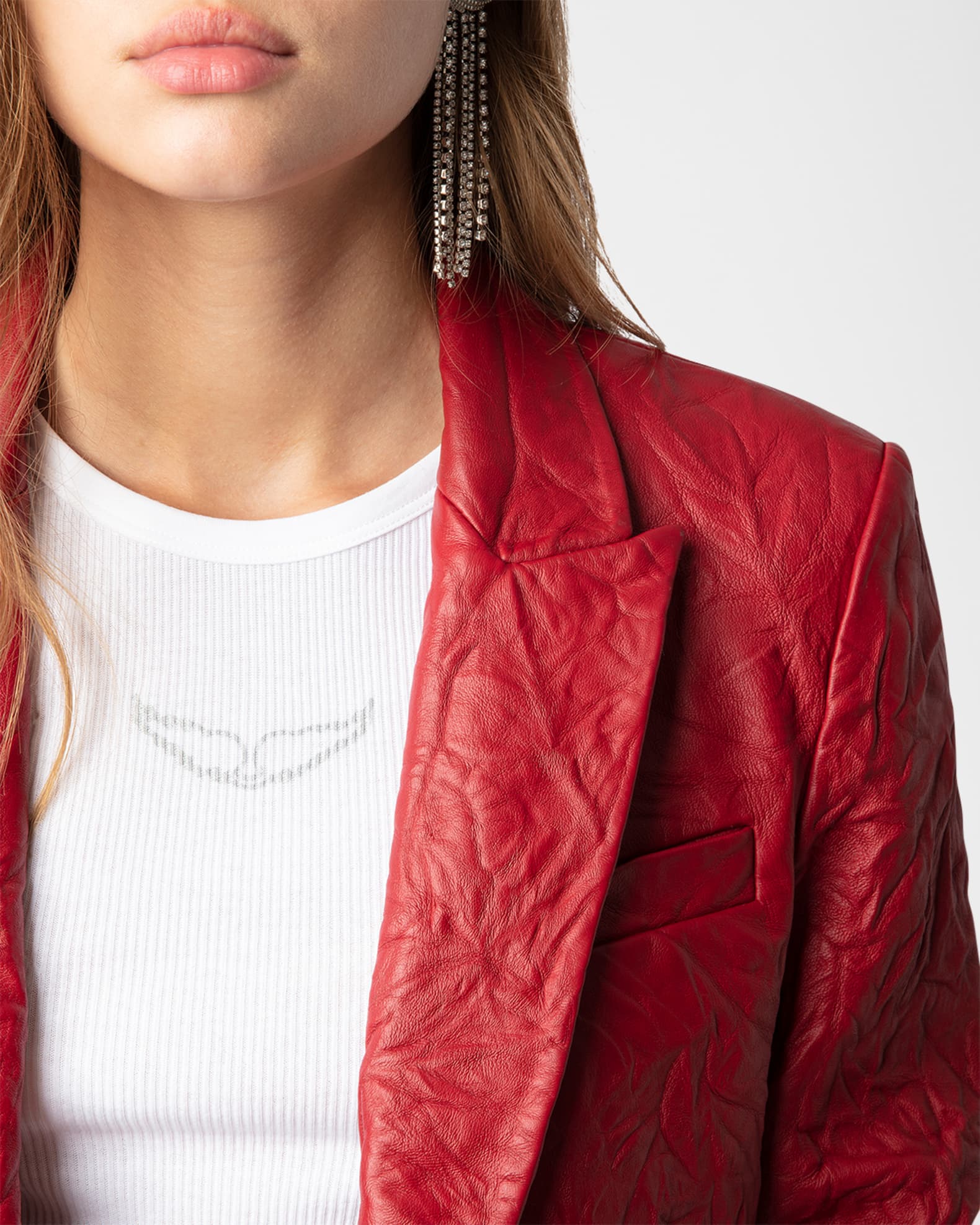 Zadig & Voltaire Visko Crinkle Leather Jacket | Neiman Marcus