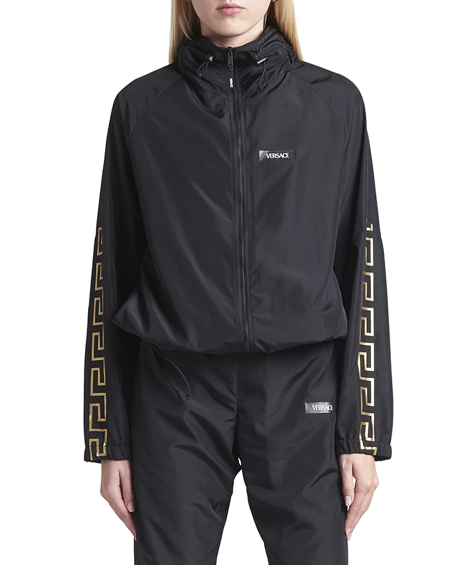 Versace Iconic Greca Hooded Track Jacket | Neiman Marcus