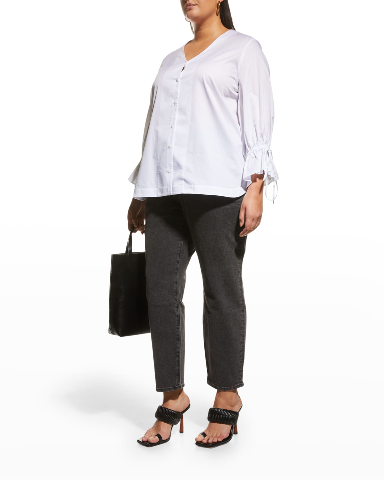 Harshman Plus Size Moana V Neck Cotton Shirt Neiman Marcus