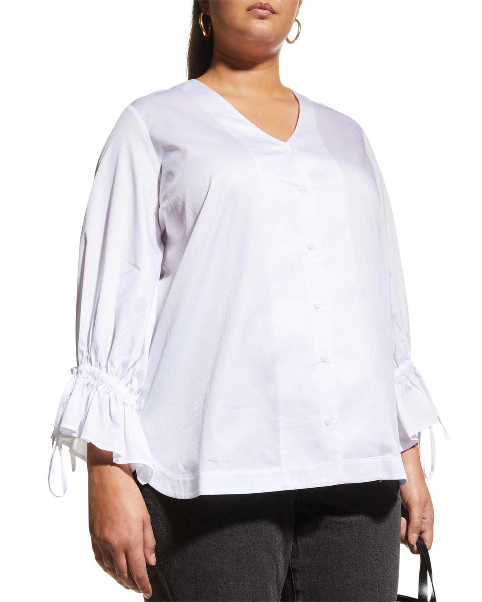 Harshman Plus Size Moana V Neck Cotton Shirt Neiman Marcus