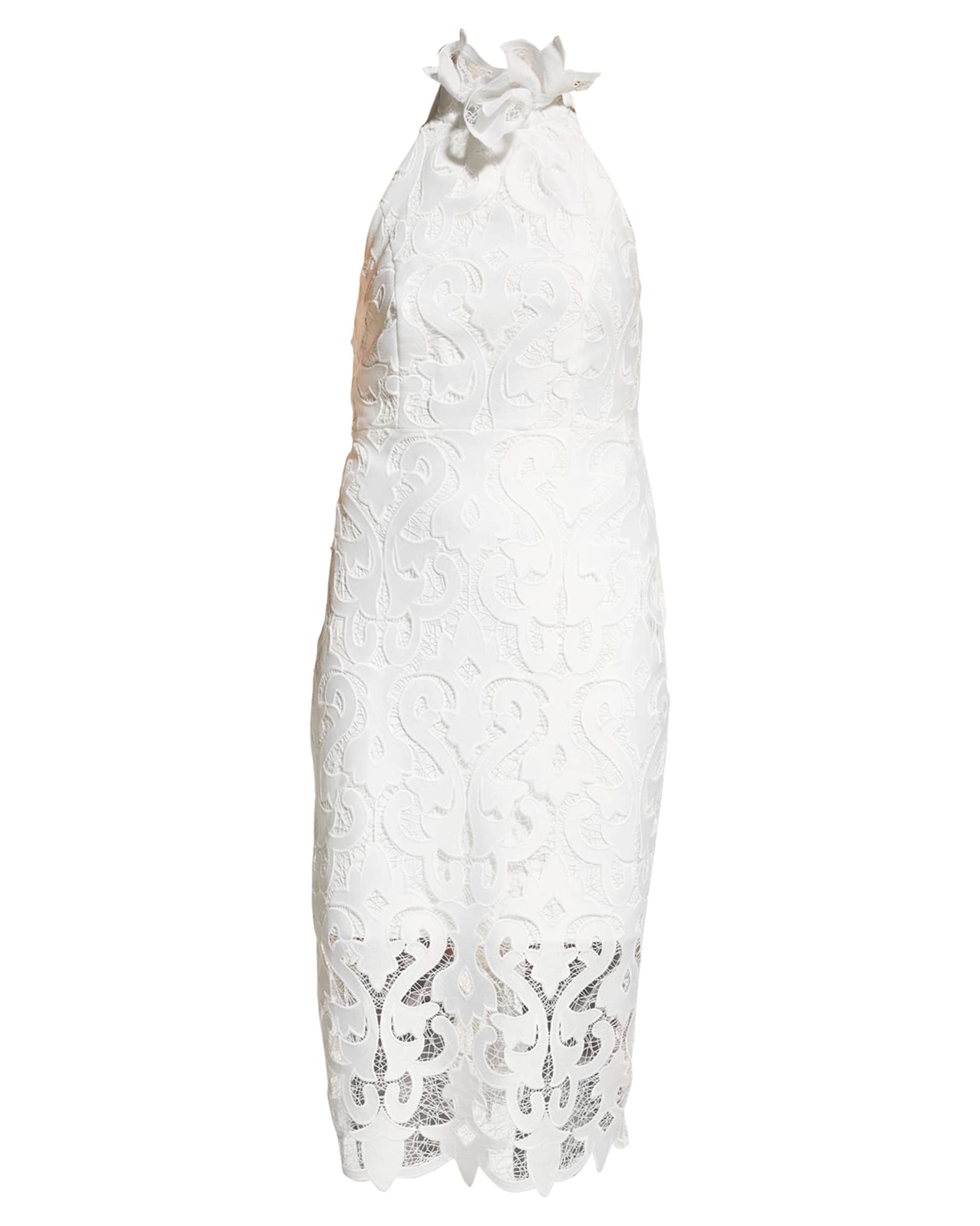 Milly Bridget Lace Open-Back Halter Dress | Neiman Marcus