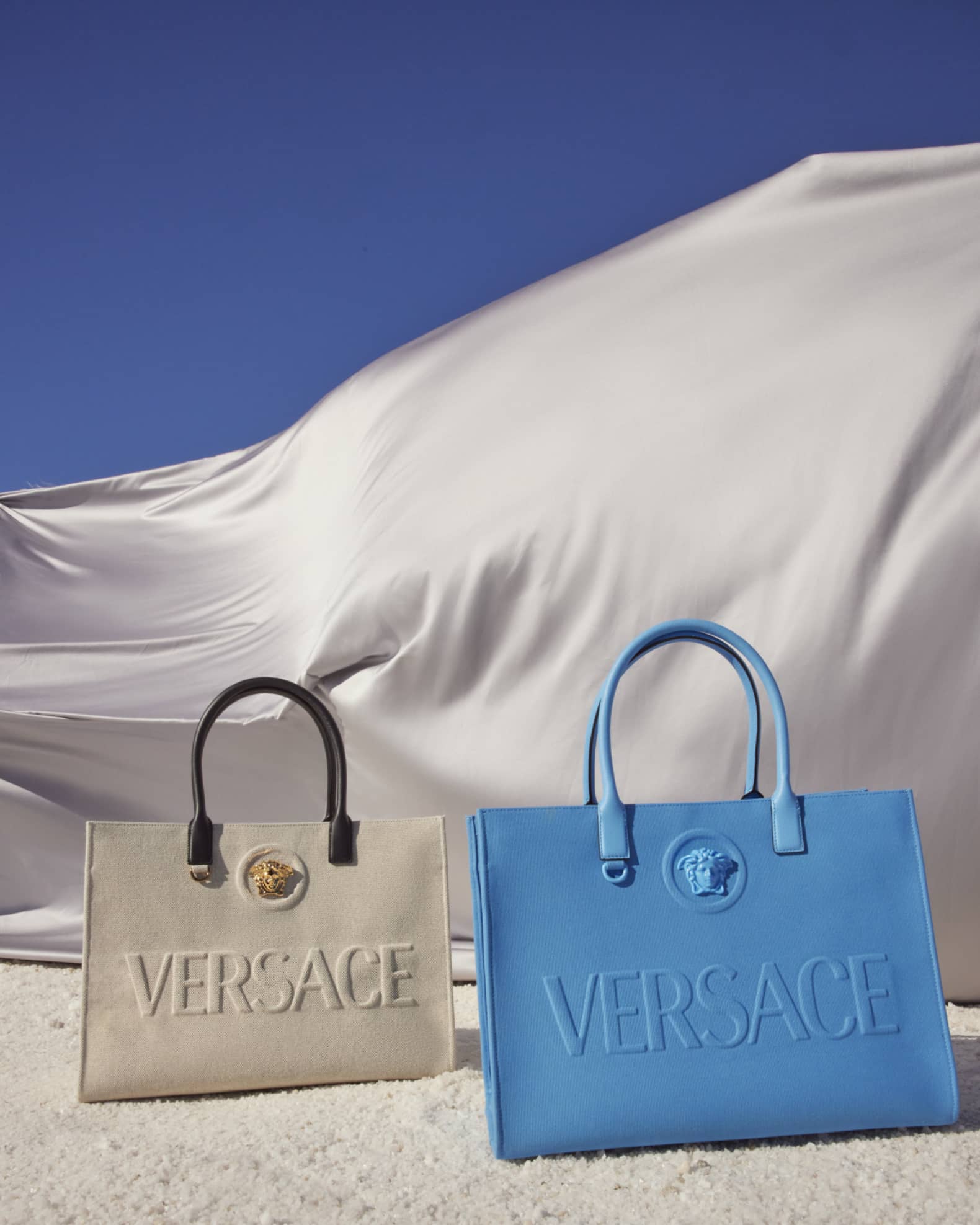 Versace La Medusa Logo Canvas Tote Bag | Neiman Marcus