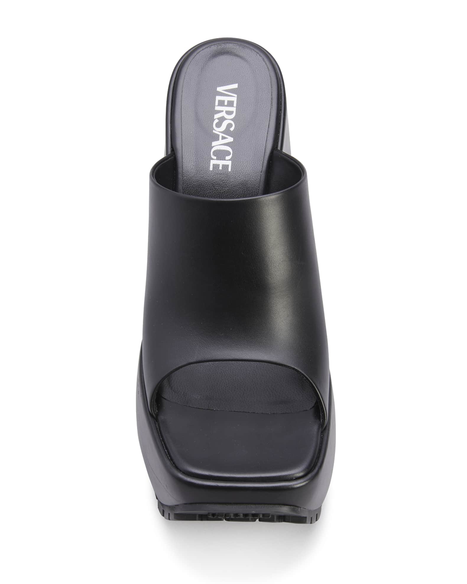 Versace Medusa Leather Platform Mule Sandals | Neiman Marcus