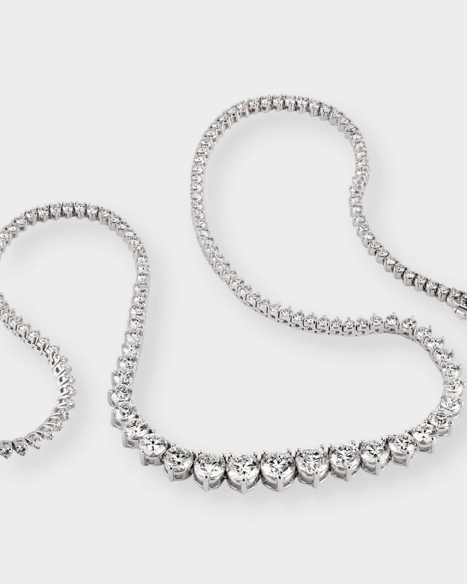 Neiman Marcus Diamonds 18k White Gold Graduated Diamond Necklace, 17"L ...