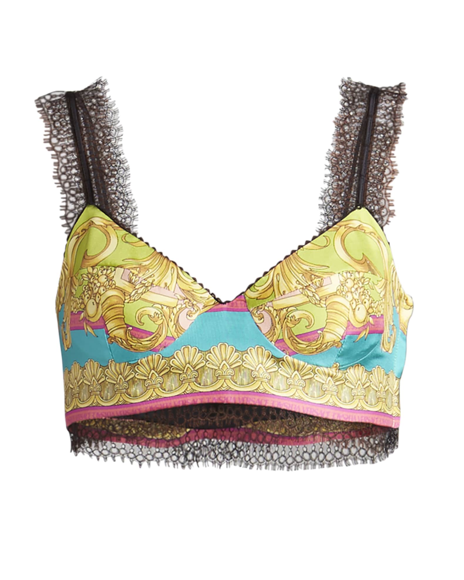 Versace Barocco Goddess Silk Bralette | Neiman Marcus