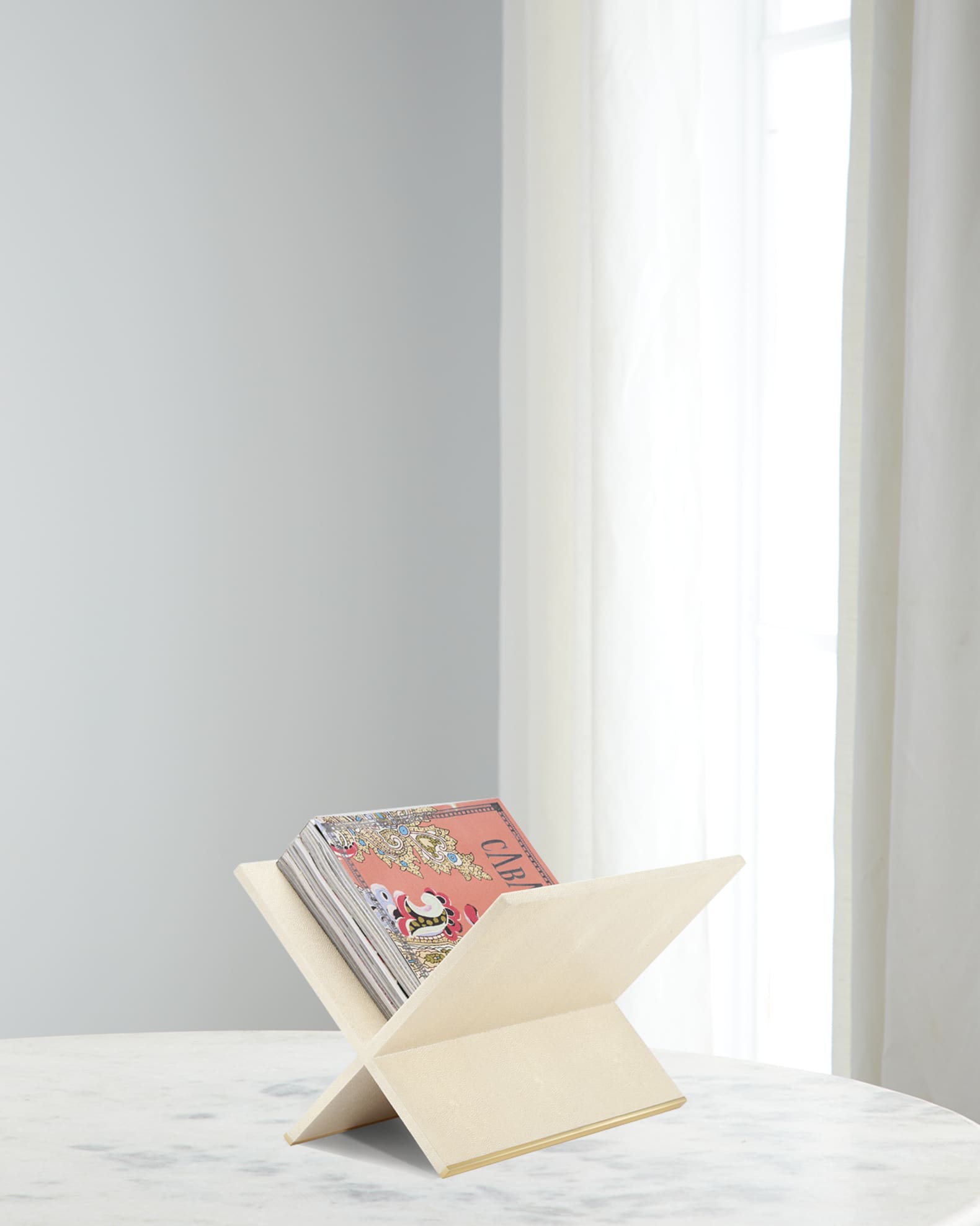 AERIN Faux Shagreen-Embossed Magazine Rack | Neiman Marcus