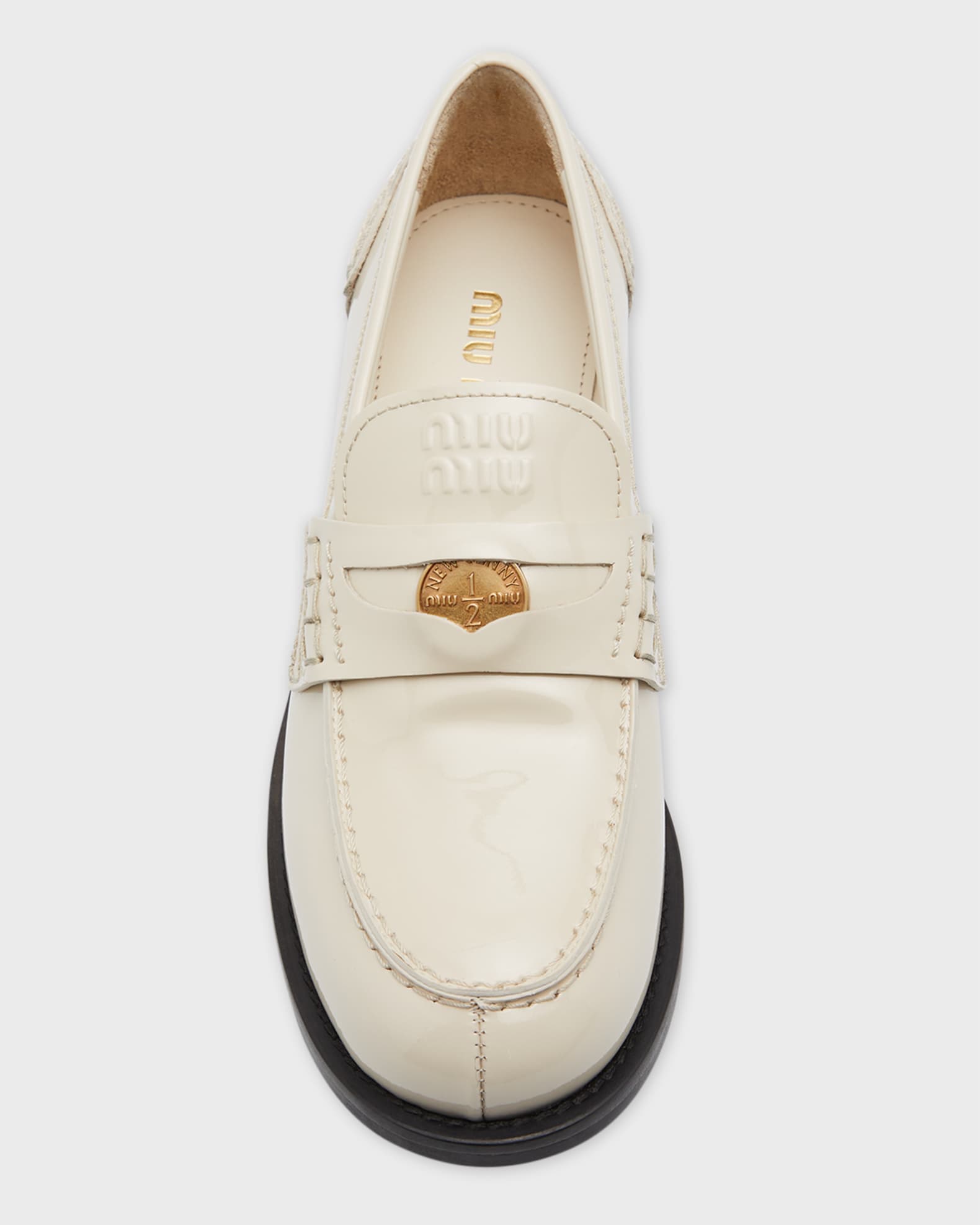 Miu Miu Patent Leather Coin Penny Loafers | Neiman Marcus