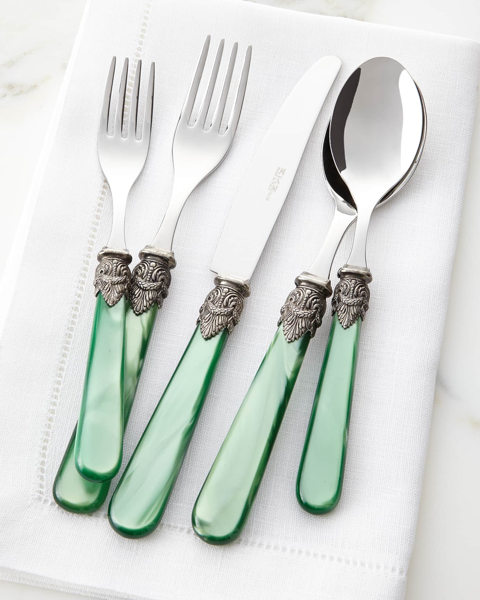 Neiman Marcus Napoleon 20-Piece Flatware Set, Green Pearl | Neiman Marcus