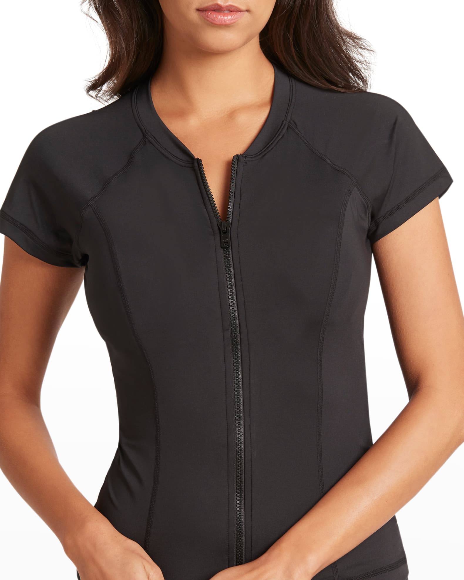 Sea Level Swim Essentials Short-Sleeve Full-Zip Multifit Rash Vest ...