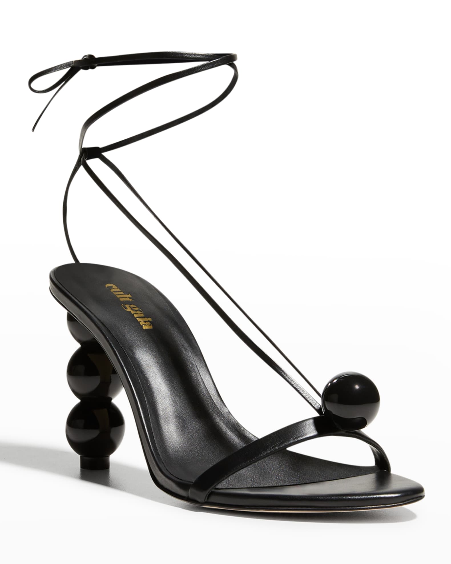 Cult Gaia Karina Leather Sphere Ankle-Strap Sandals | Neiman Marcus