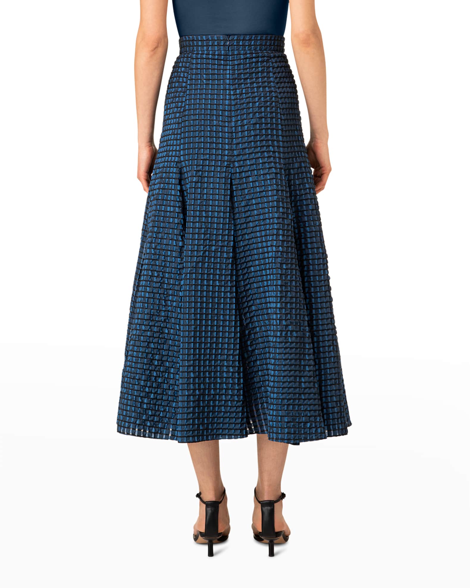 Akris punto Seersucker Check Maxi Skirt | Neiman Marcus
