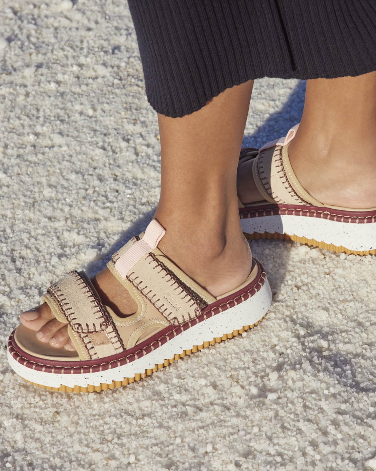 Chloe Lilli Double-Strap Platform Slide Sandals | Neiman Marcus