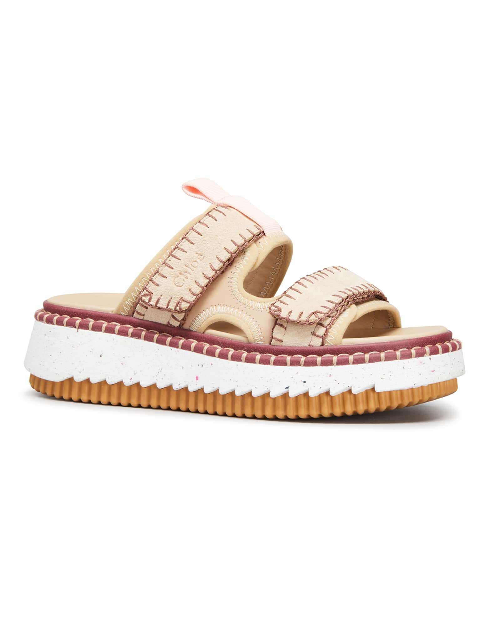Chloe Lilli Double-Strap Platform Slide Sandals | Neiman Marcus
