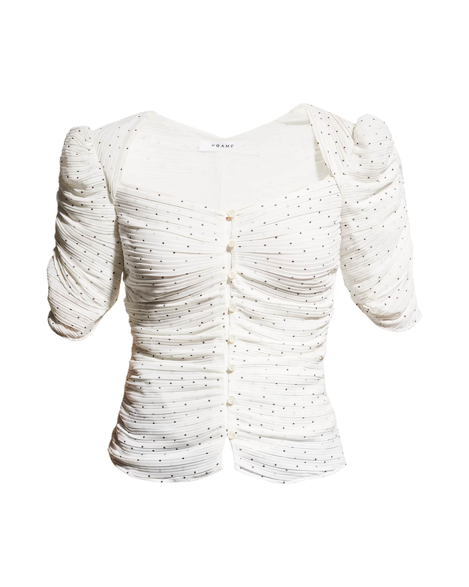 FRAME Gathered Button-Front Top | Neiman Marcus