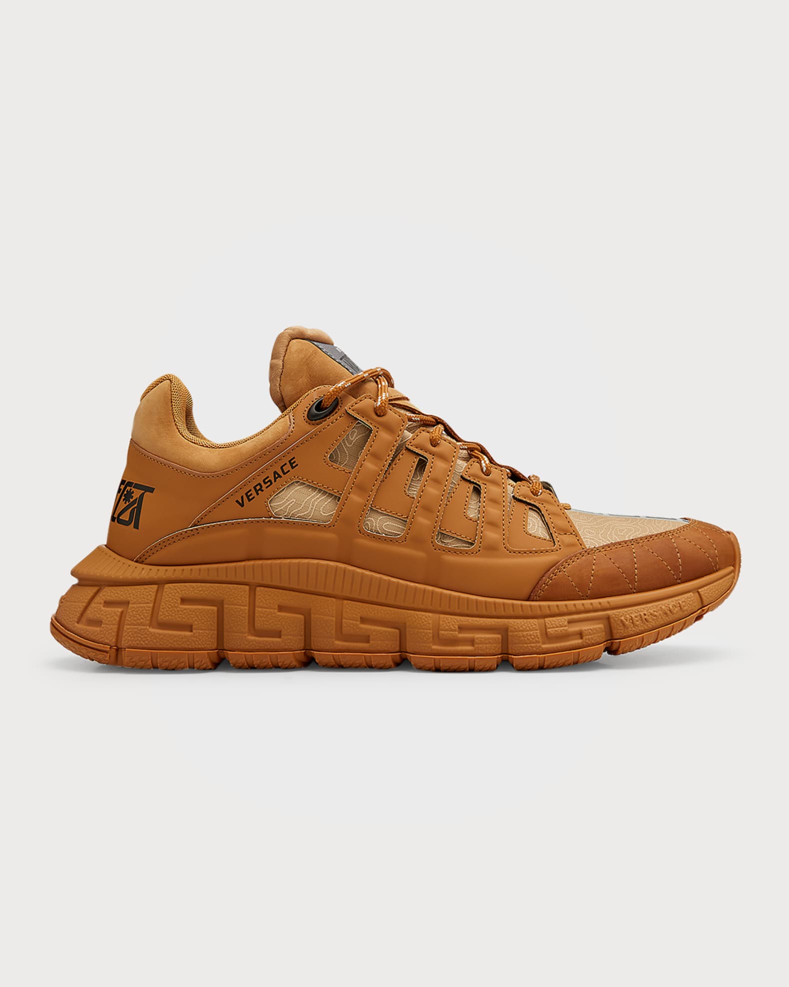Versace Men's Trigreca Fabric-Leather Sneakers | Neiman Marcus
