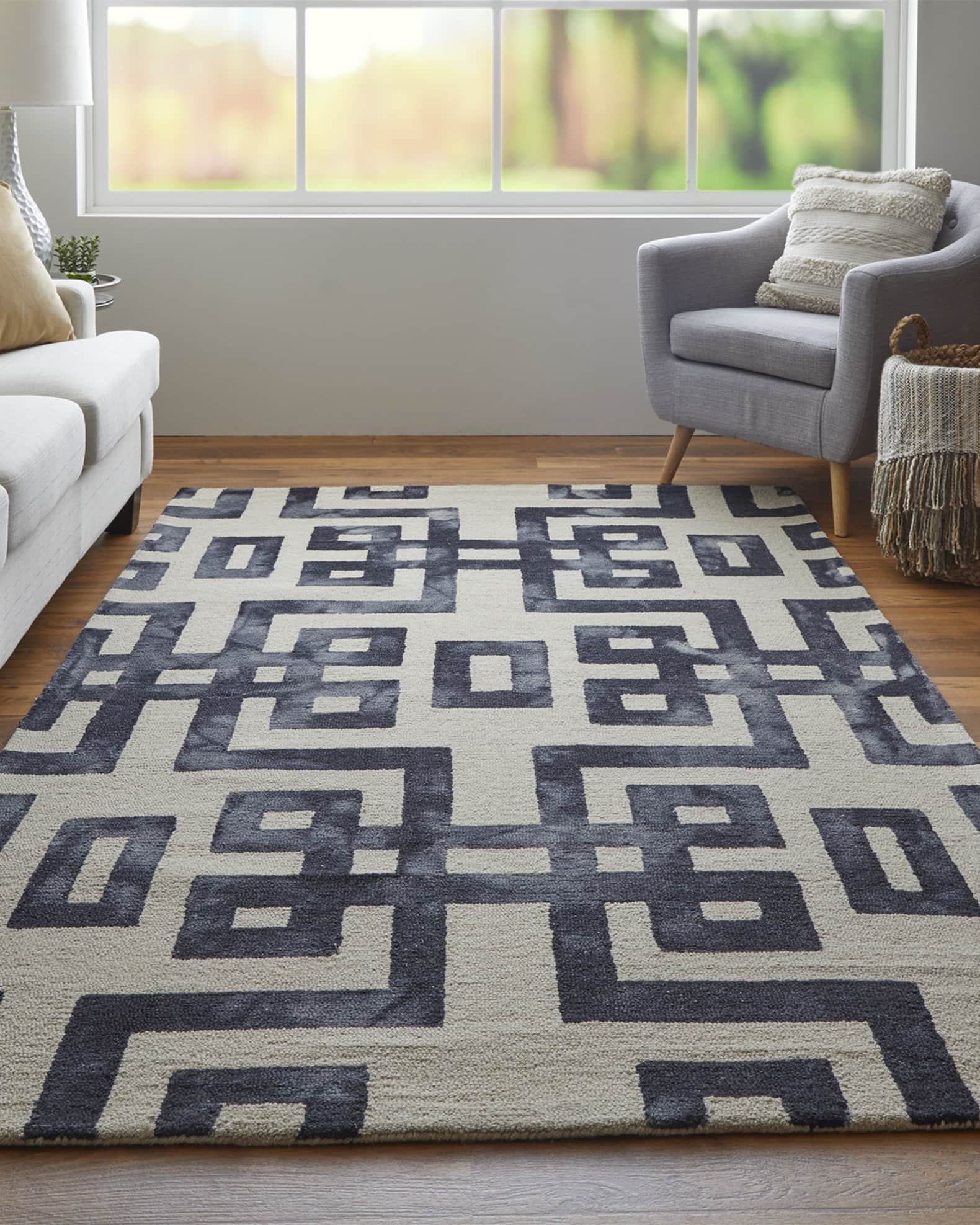 Weave & Wander Marengo Tufted Greek Key Wool Rug, 5' x 8' | Neiman Marcus