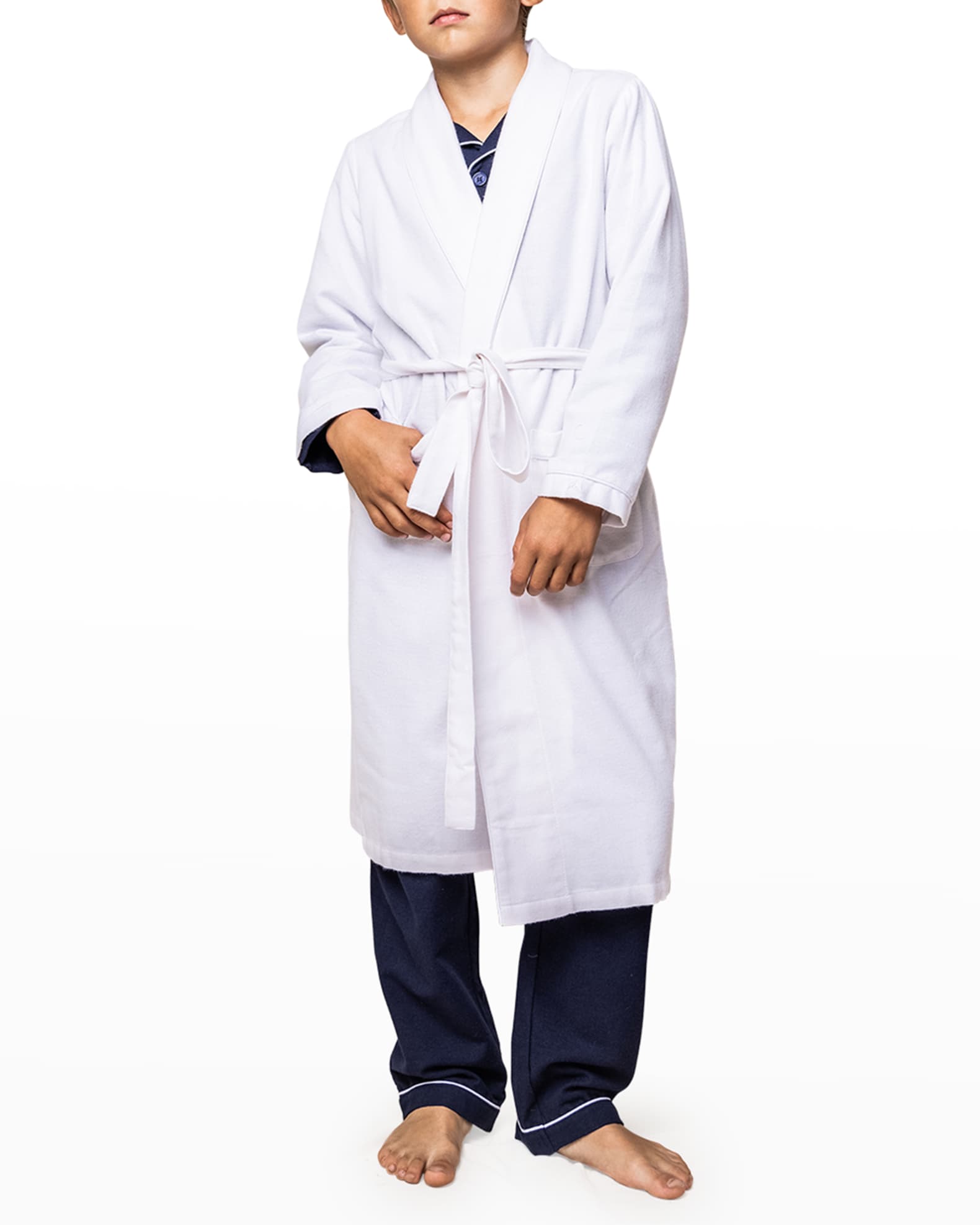 Petite Plume Kid's White Self-Tie Robe, Size 6-12 | Neiman Marcus