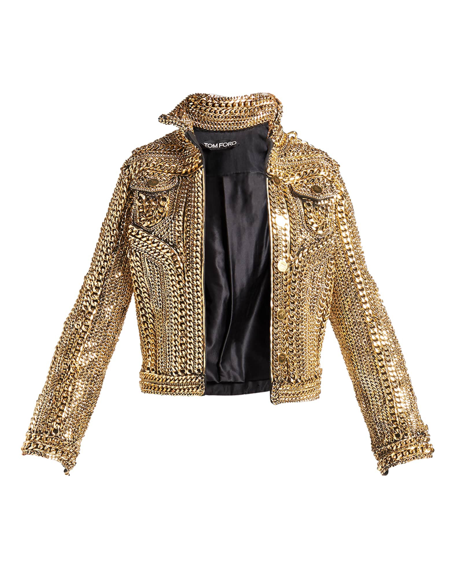 TOM FORD Chain Embellished Denim Jacket | Neiman Marcus