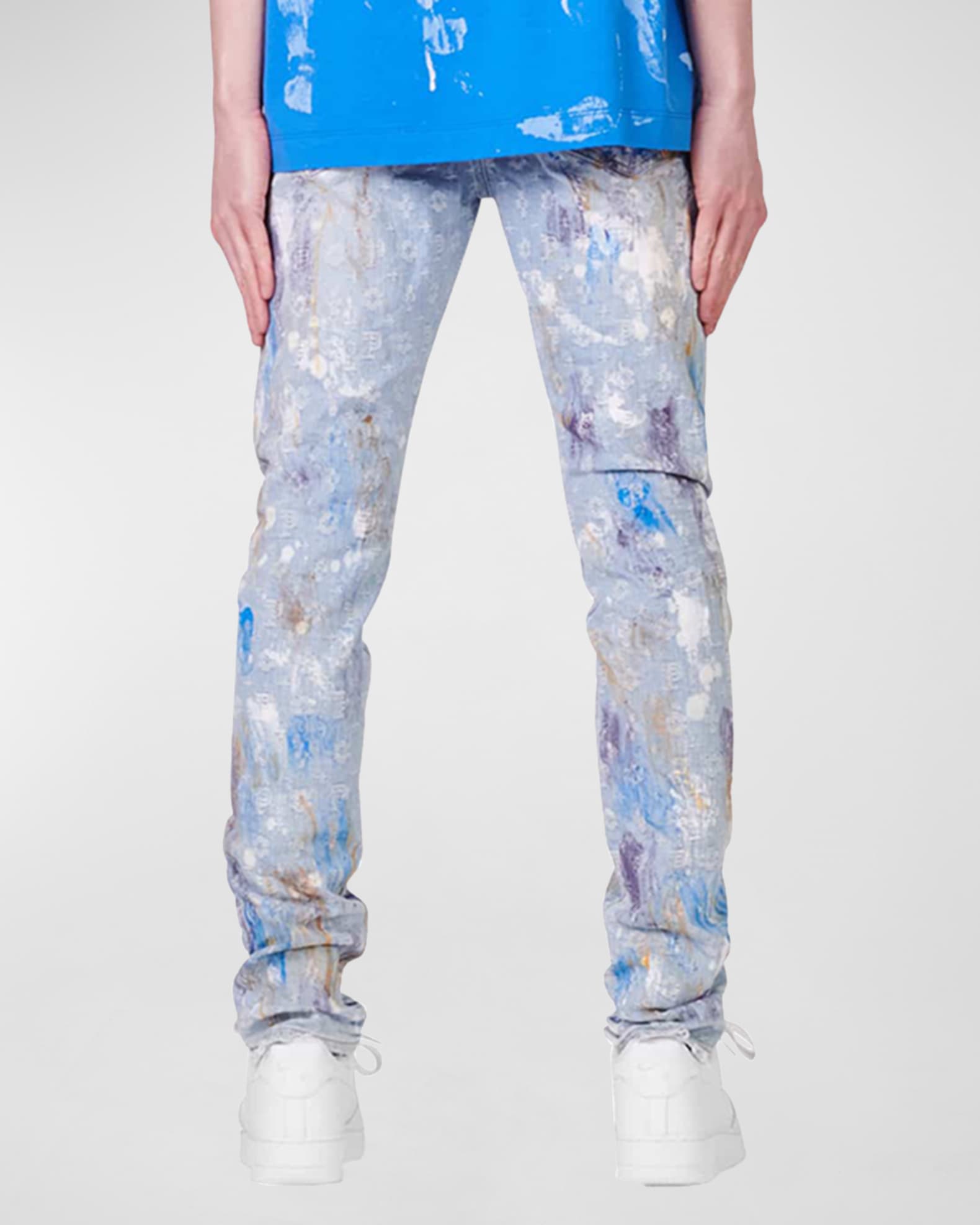 PURPLE Men's Knee-Rip Skinny Jeans | Neiman Marcus