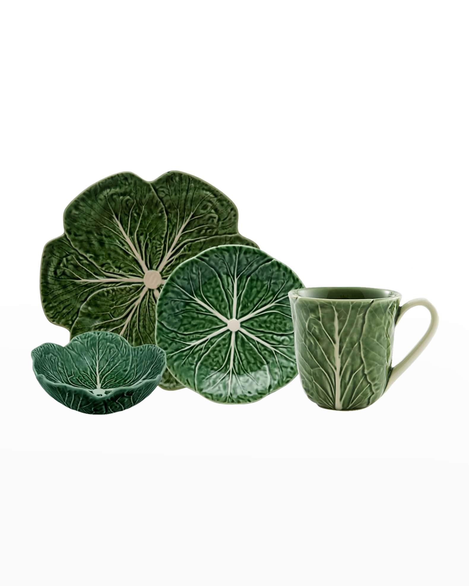Bordallo Pinheiro Cabbage 16-Piece Dinnerware Set, Green | Neiman Marcus