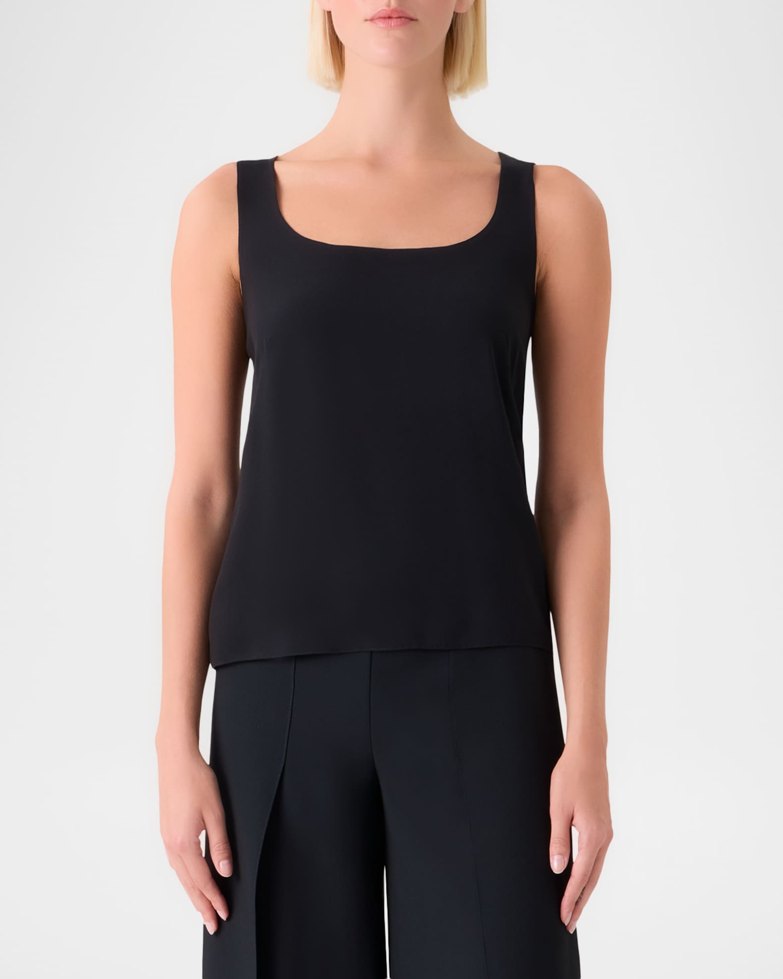 Akris Scoop-Neck Silk Georgette Tank Top | Neiman Marcus
