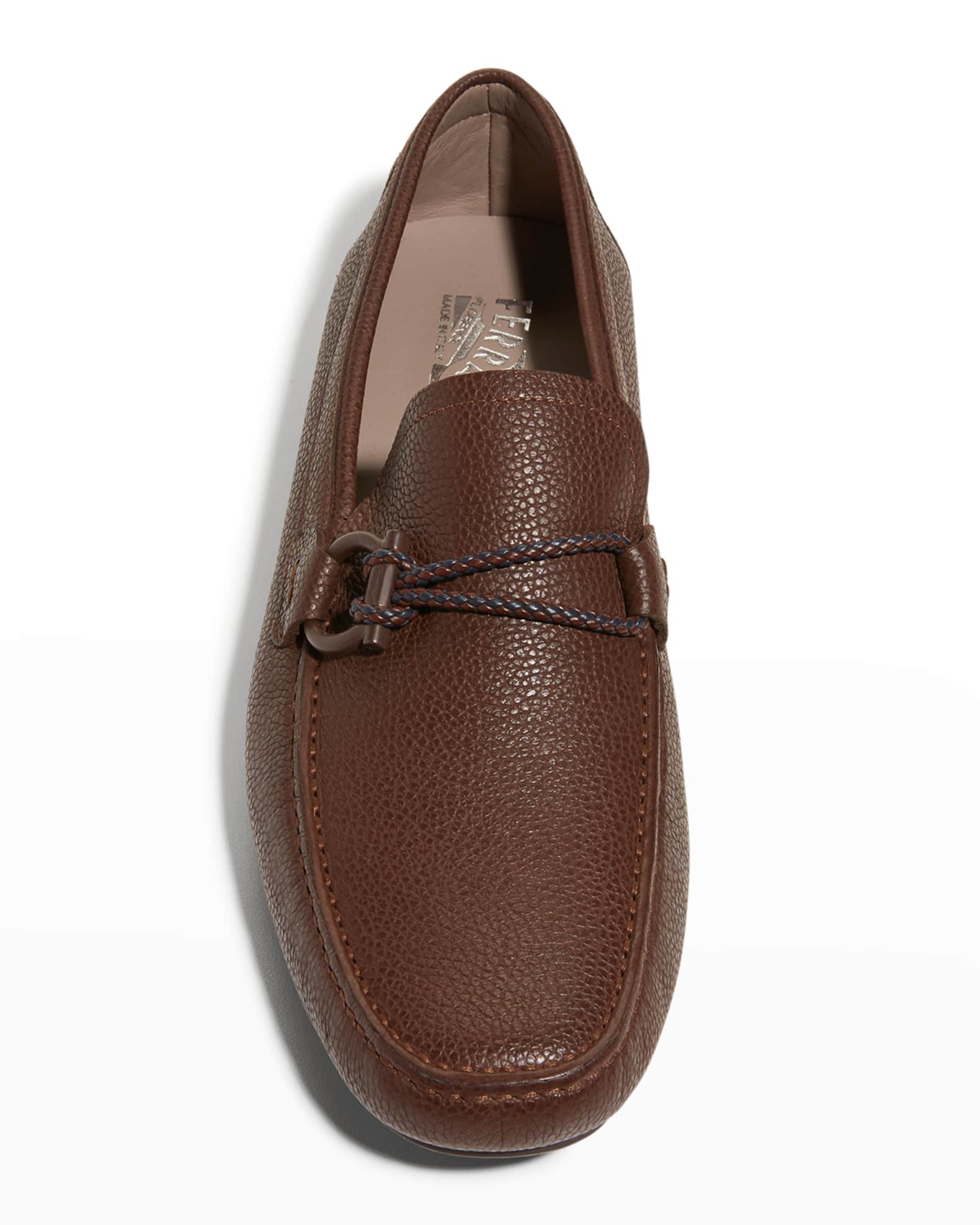 Ferragamo Men's Gancio Leather Drivers | Neiman Marcus