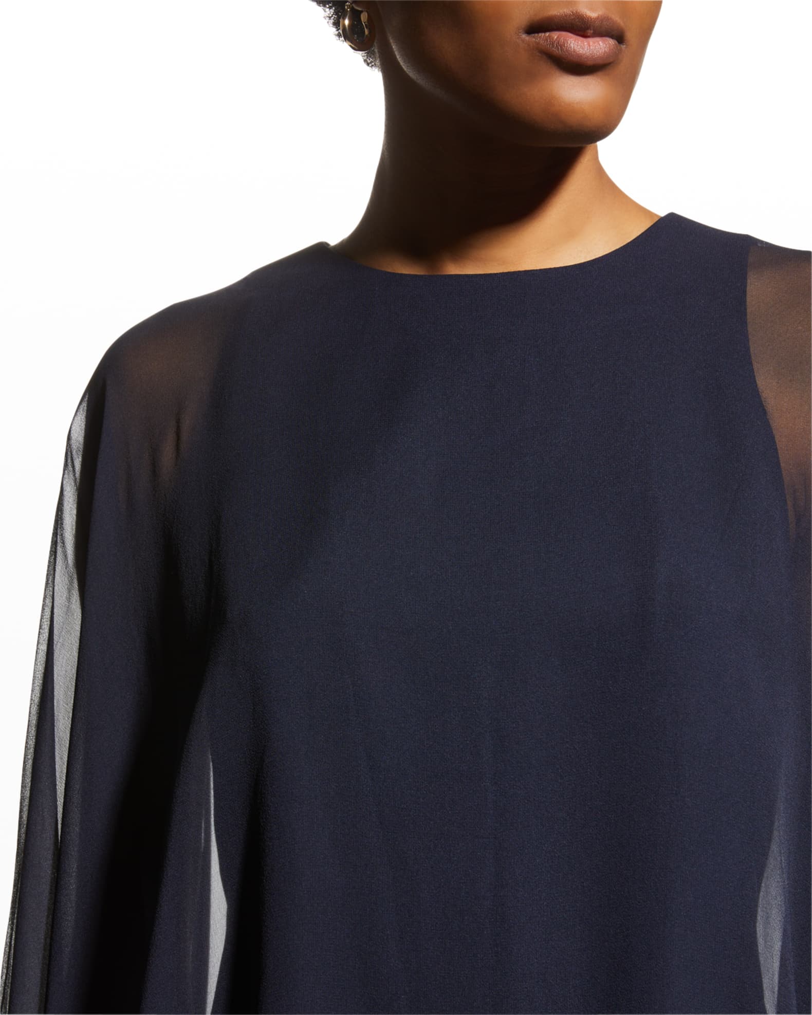 Rickie Freeman for Teri Jon Chiffon Cape Overlay Crepe Sheath Dress ...