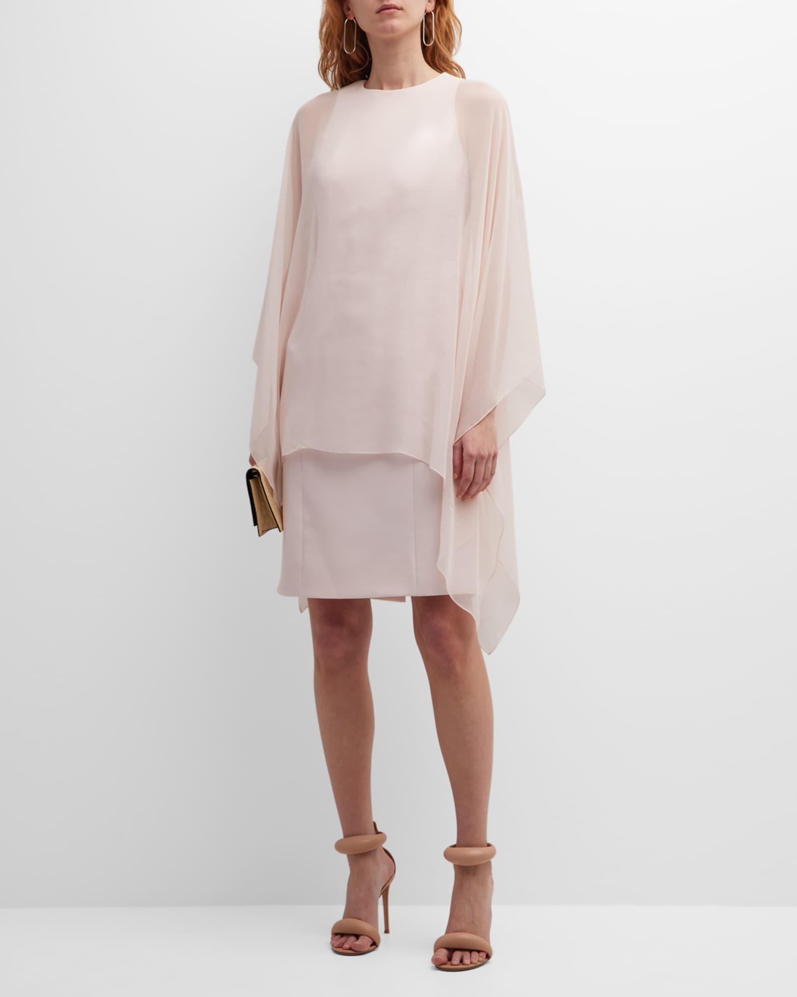 Rickie Freeman for Teri Jon Chiffon Cape Overlay Crepe Sheath Dress ...