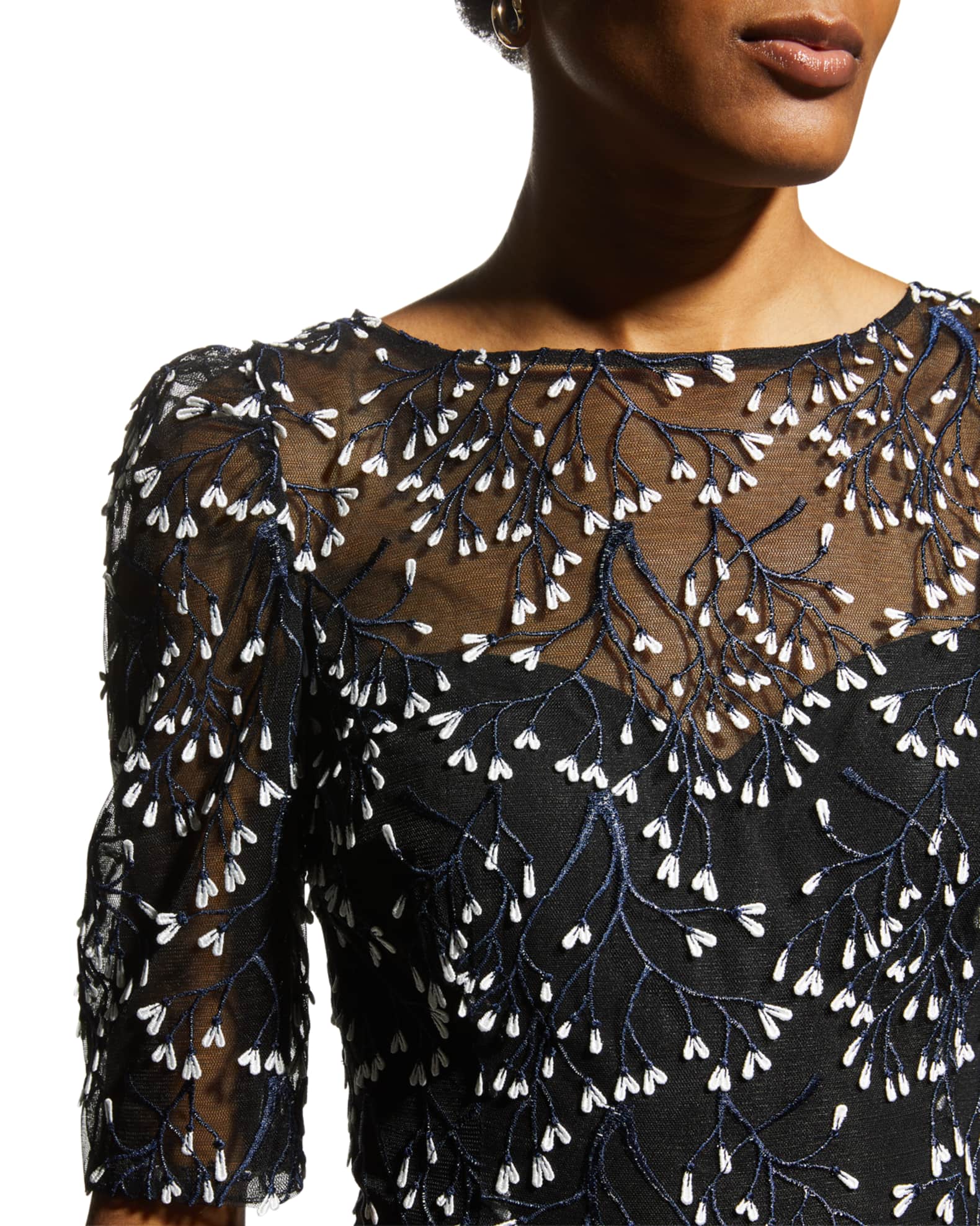 Rickie Freeman for Teri Jon 3D Lace High-Low Cocktail Dress | Neiman Marcus